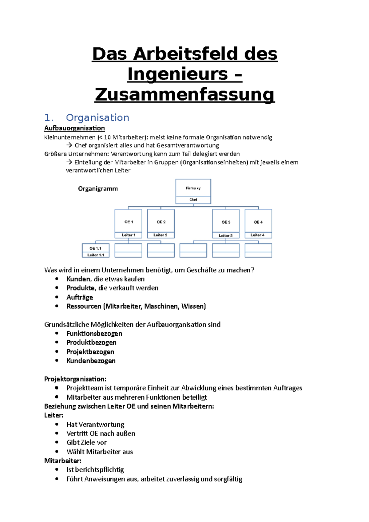 Das Arbeitsfeld des Ingenieurs - Das Arbeitsfeld 10 Mitarbeiter): meist ...