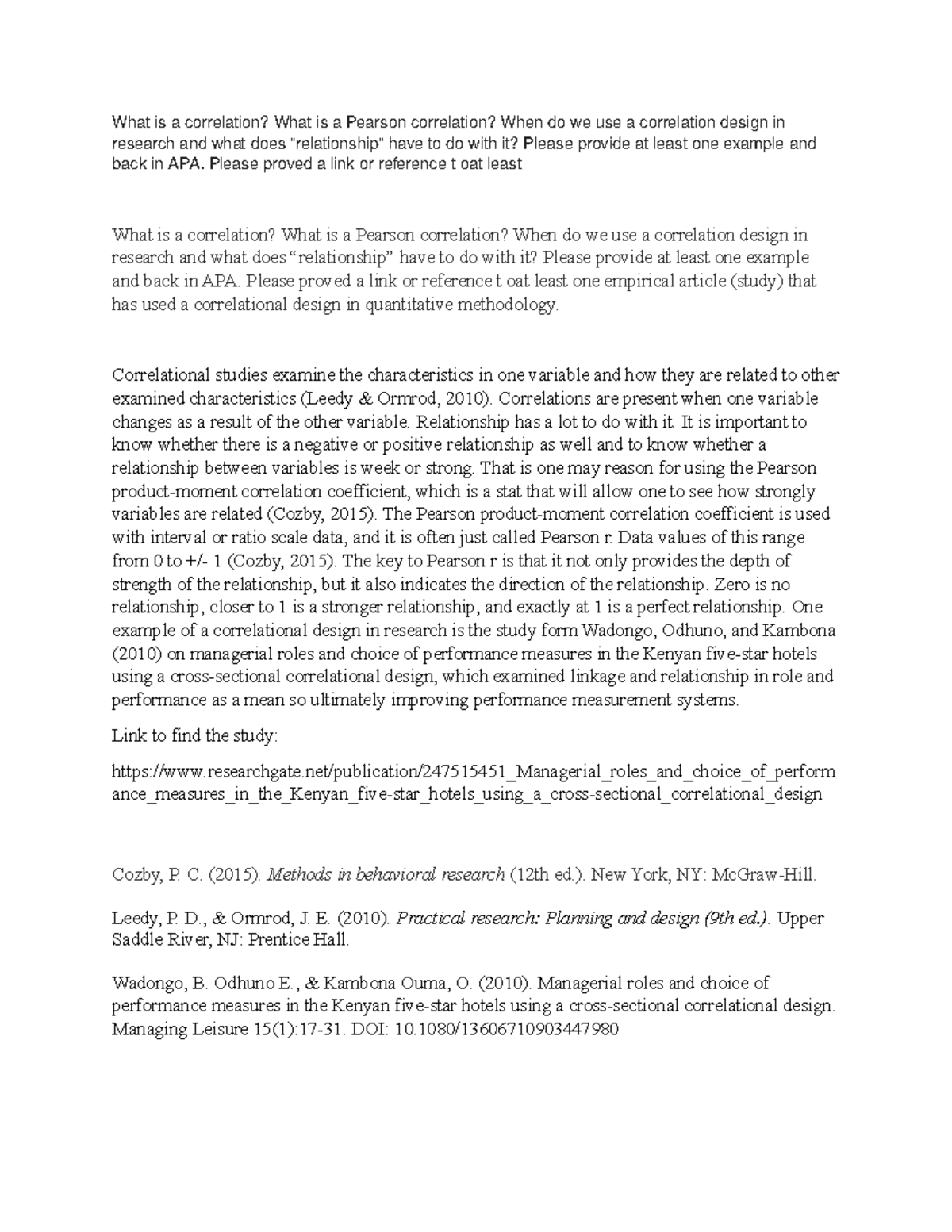 Week 7 dq - discussion question - What is a correlation? What is a ...