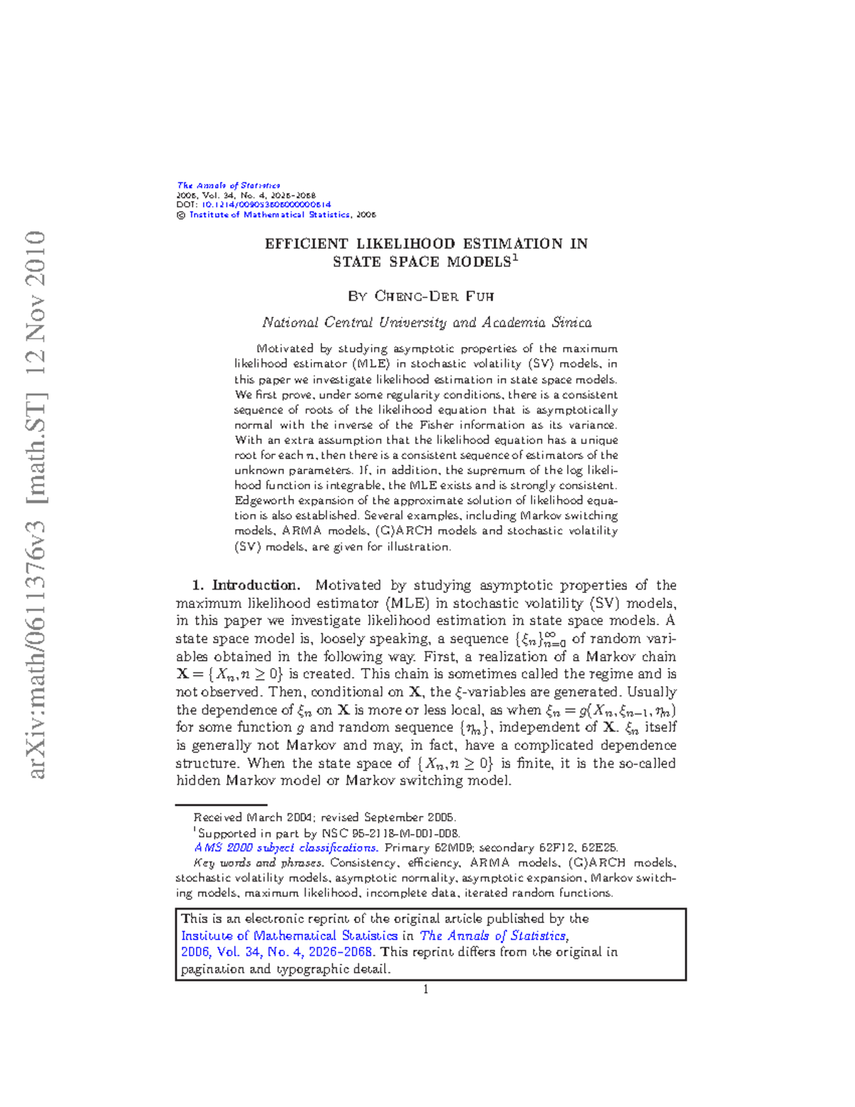 0611376 - Cours - arXiv:math/0611376v3 [math] 12 Nov 2010 The Annals of ...
