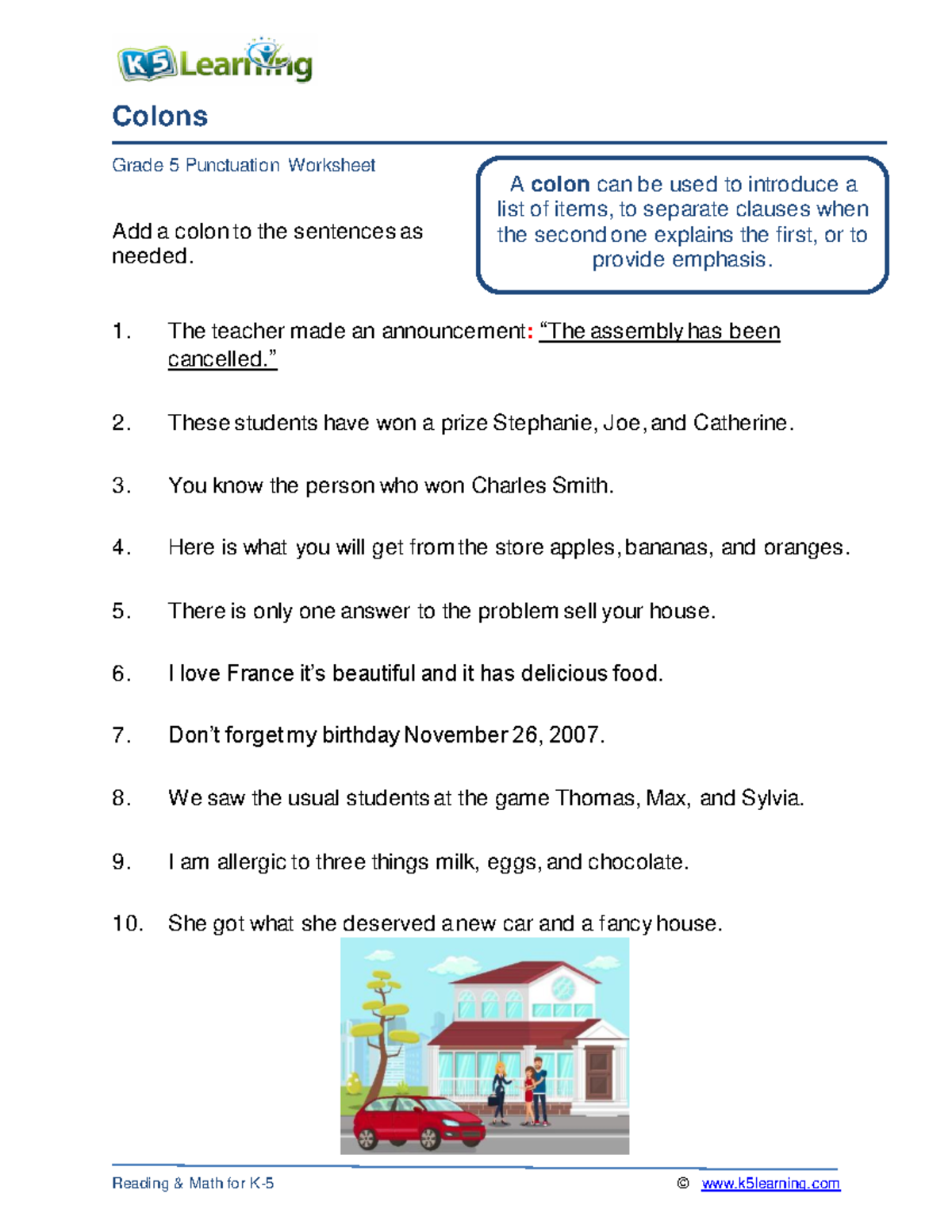 Grade 5 colons a - Practice materials I used to help me. - Colons Grade ...