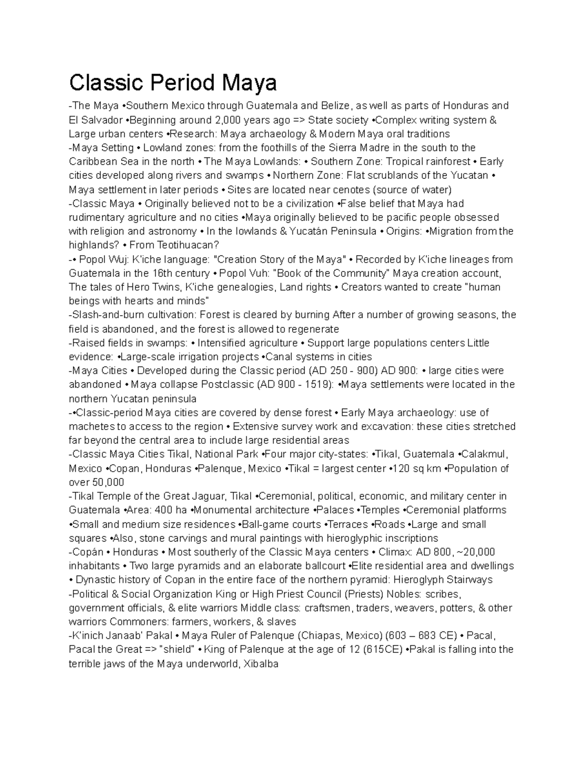 Prehistoric world cultures 20 - Classic Period Maya -The Maya •Southern ...