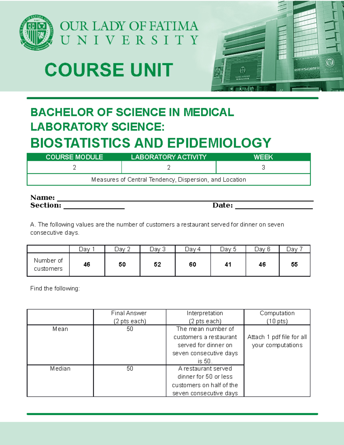 BIOE211 Worksheet # 2reg - BACHELOR OF SCIENCE IN MEDICAL LABORATORY ...