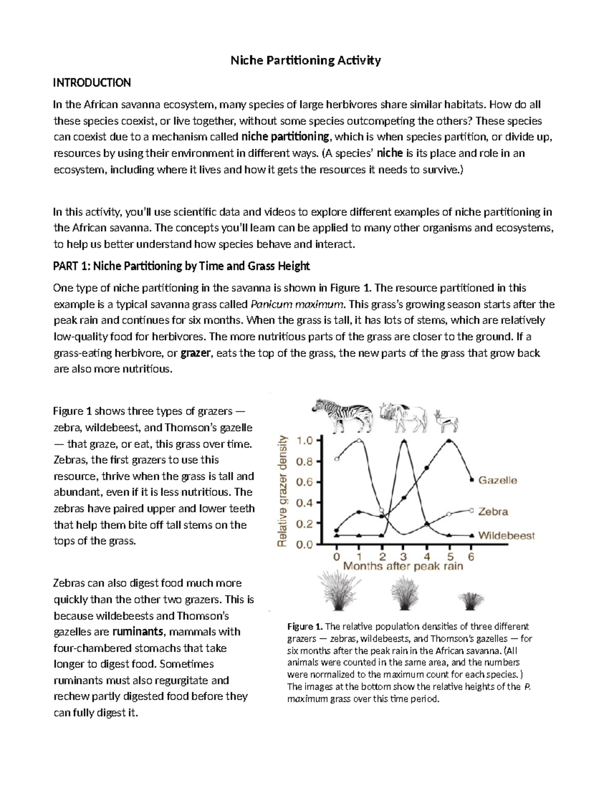 Lab 4 - Niche Partitioning - Niche Partitioning Activity INTRODUCTION ...