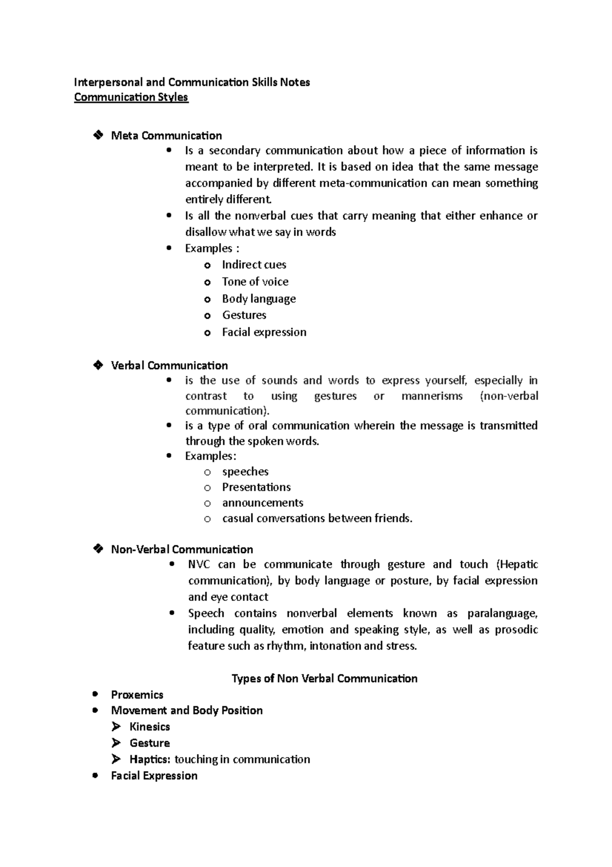 HCP 132 Notes - Communication Styles - Interpersonal and Communication ...