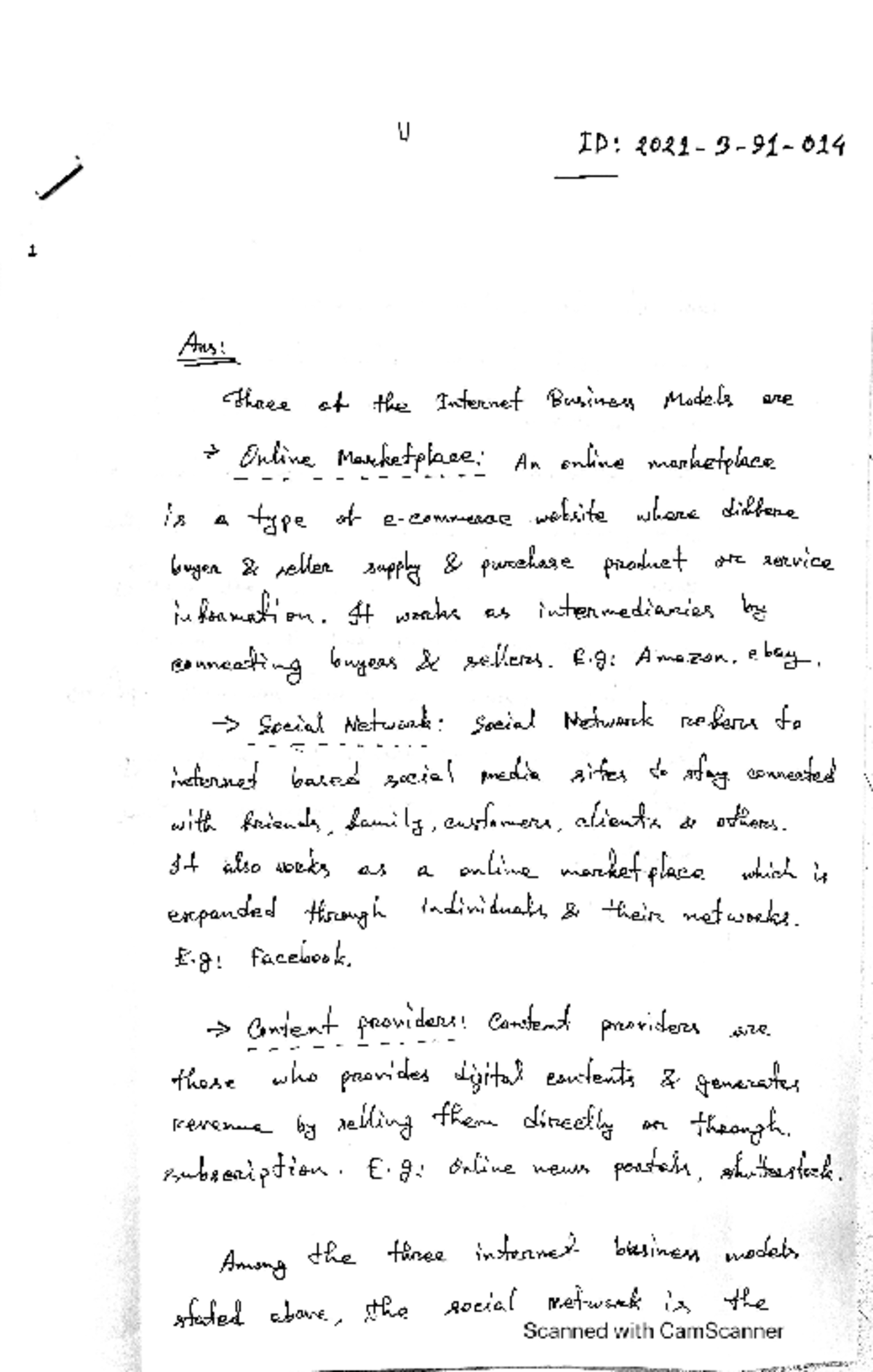 MID 1 Answer Script - EWU - Introduction to MIS - Studocu