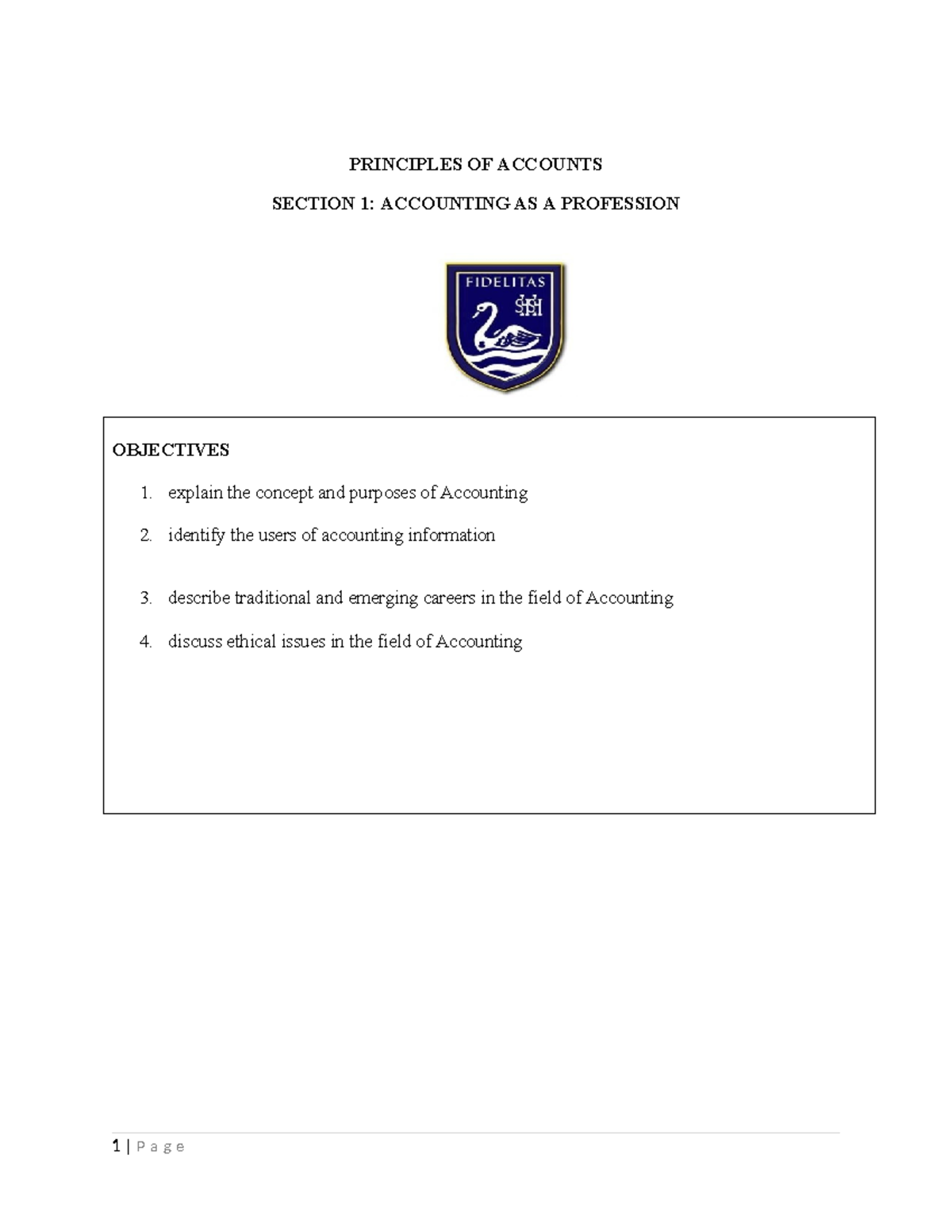 ACC - Section 1 - mmm - PRINCIPLES OF ACCOUNTS SECTION 1: ACCOUNTING AS ...