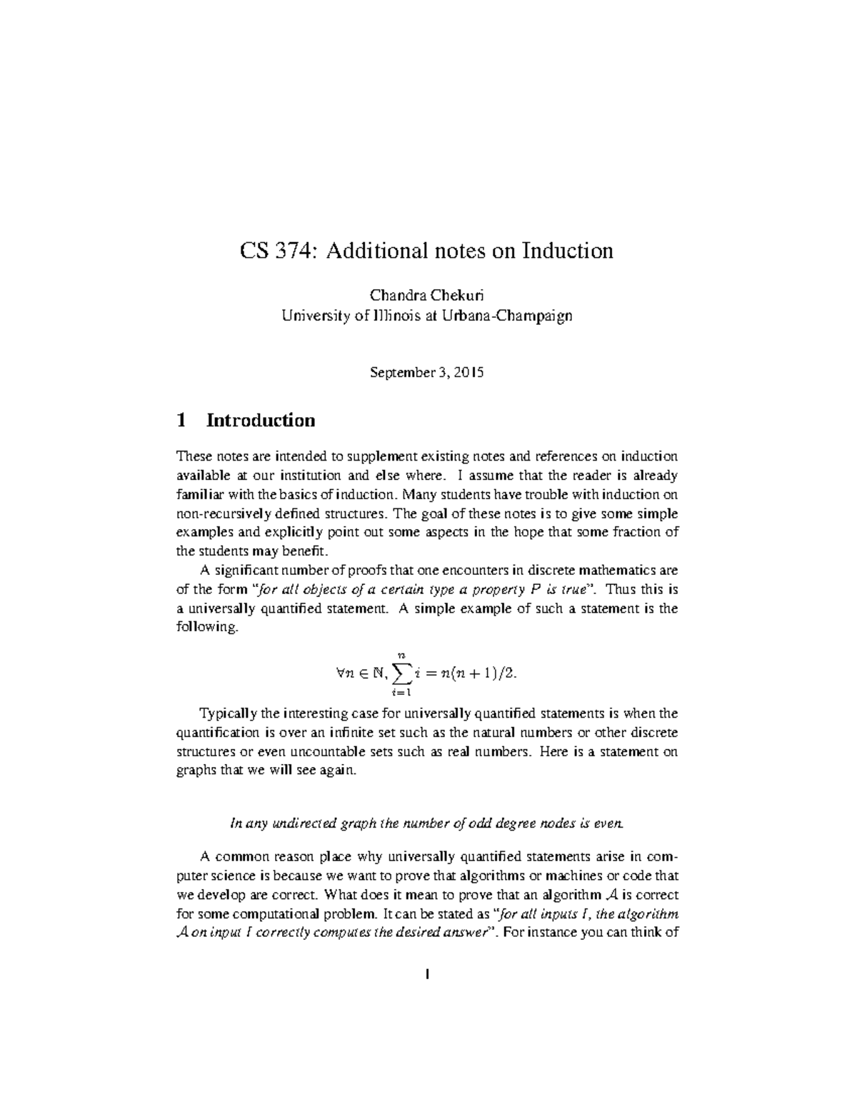 Reference for induction-notes - CS 374: Additional notes on Induction ...