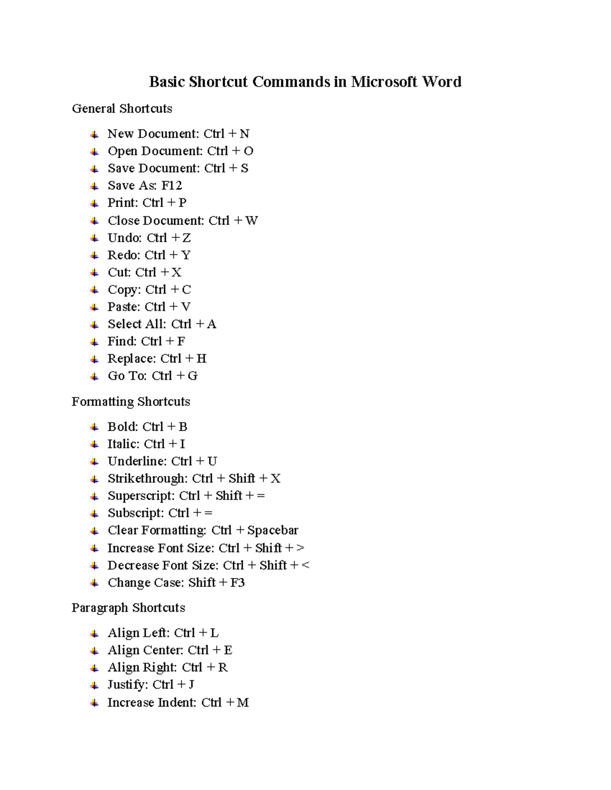 Basic Shortcut Commands - Studocu