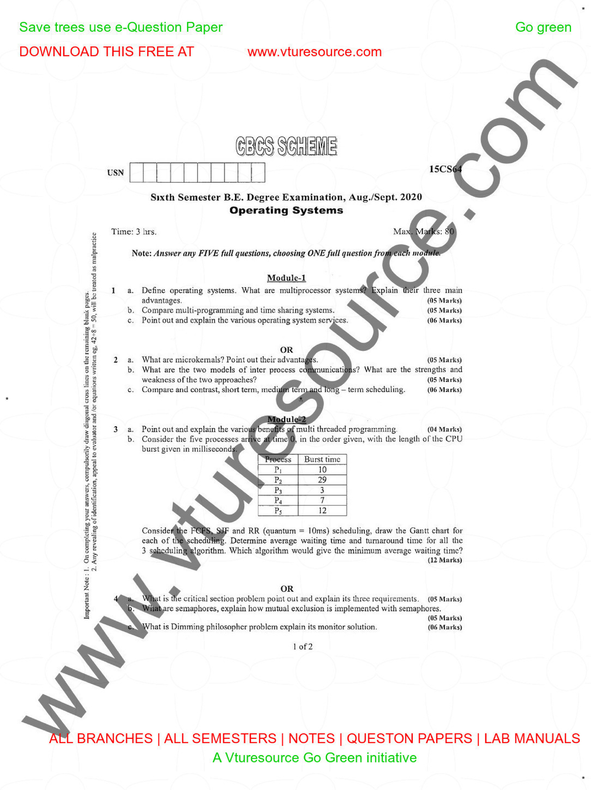 Sep-2020 (1) merged - Previous year question paper - Operating system - Studocu