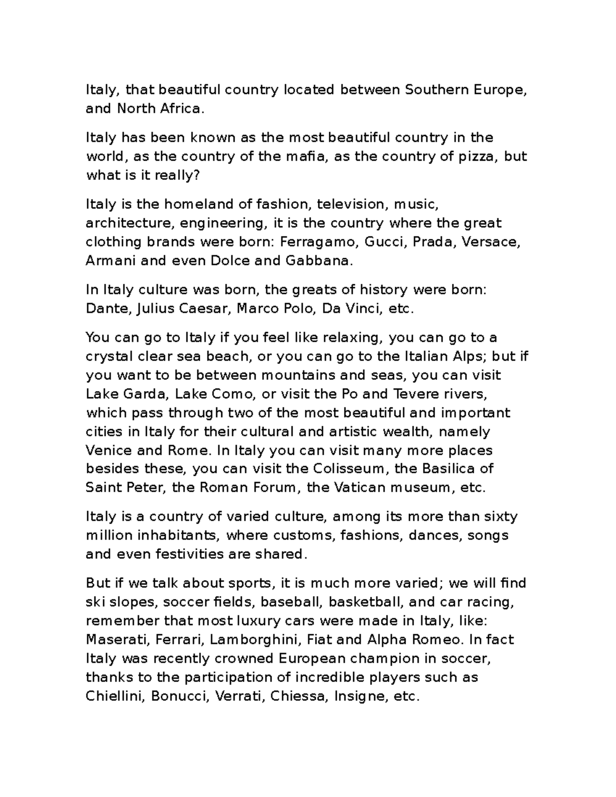 Italy 1 - documentos - Italy, that beautiful country located between ...