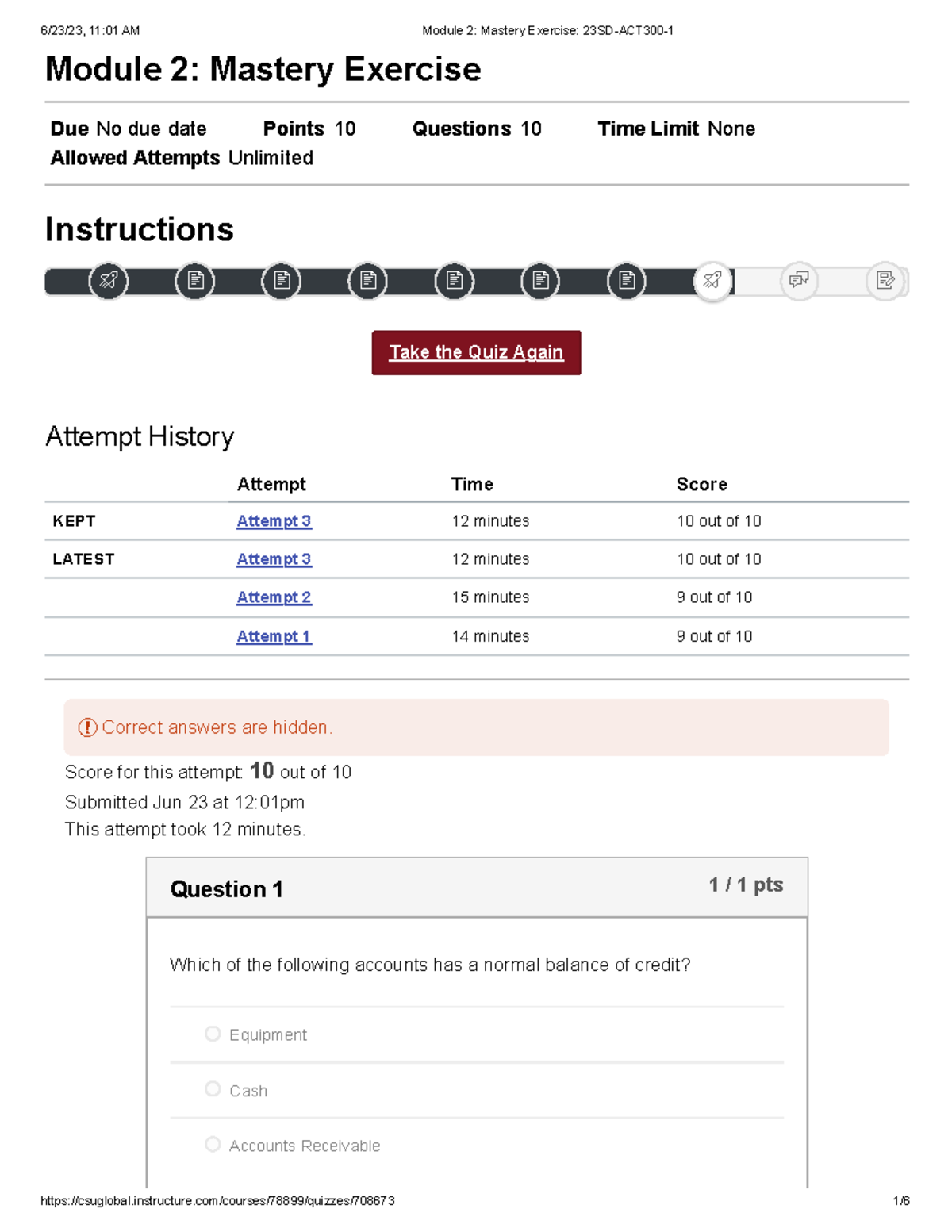 Module 2 Mastery Exercise 23SD-ACT300-1-3 - Module 2: Mastery Exercise Due No due date Points 10 ...