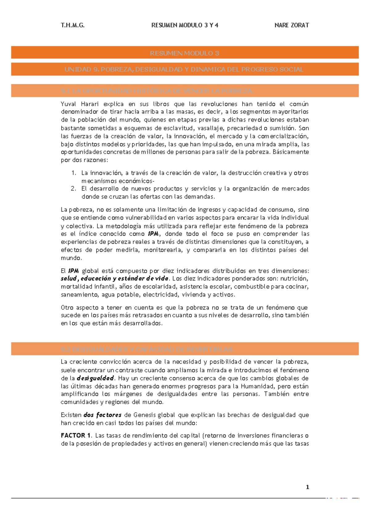 Downstudocu - resumen de M3 y M4 - RESUMEN MODULO 3 UNIDAD 9. POBREZA, DESIGUALDAD Y DINAMICA ...