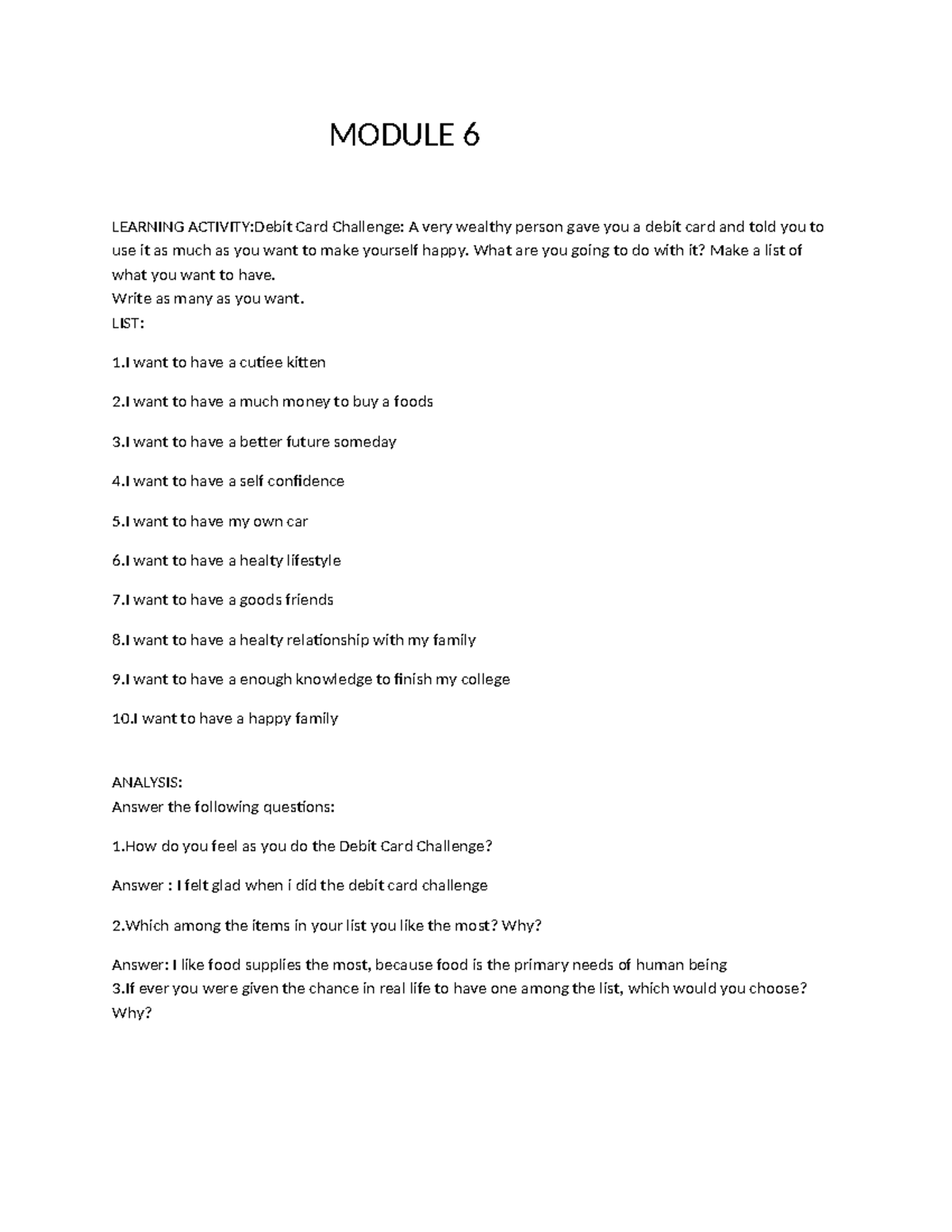 Module 6-WPS Office - MODULE 6 LEARNING ACTIVITY:Debit Card Challenge ...