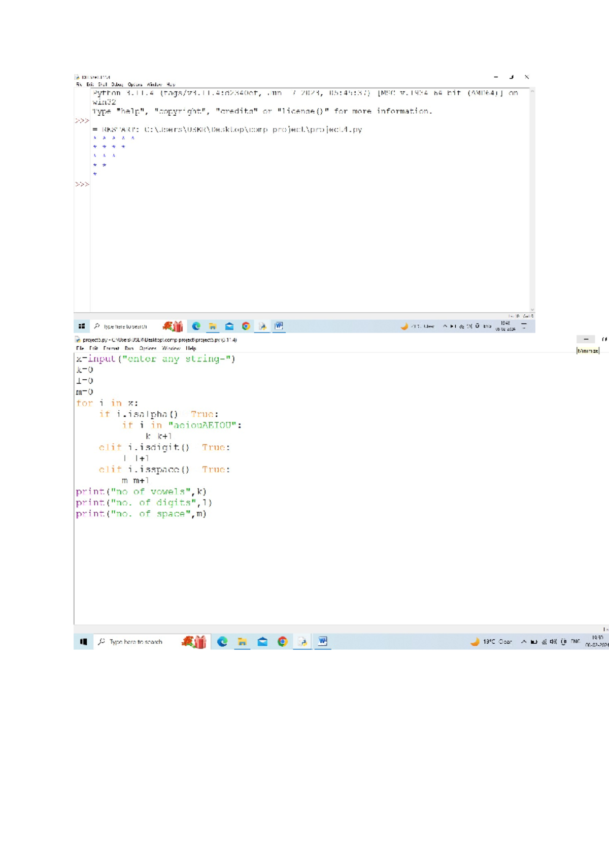 Comp project 2 - thank you - A IDLE Shell 3.11 o X File Edit Shell ...