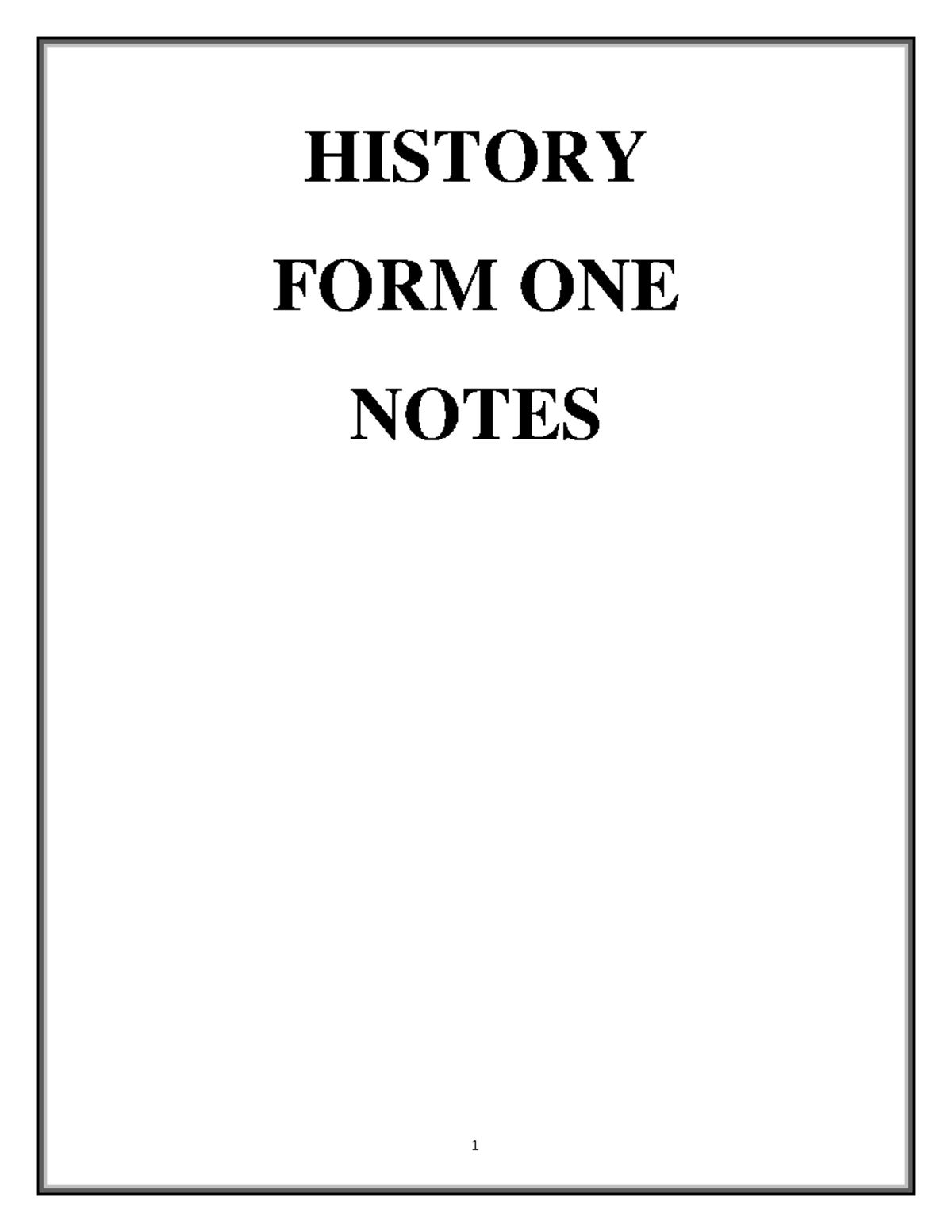 History FORM ONE (1) - Summary Oroonoko: or, the Royal Slave - HISTORY ...