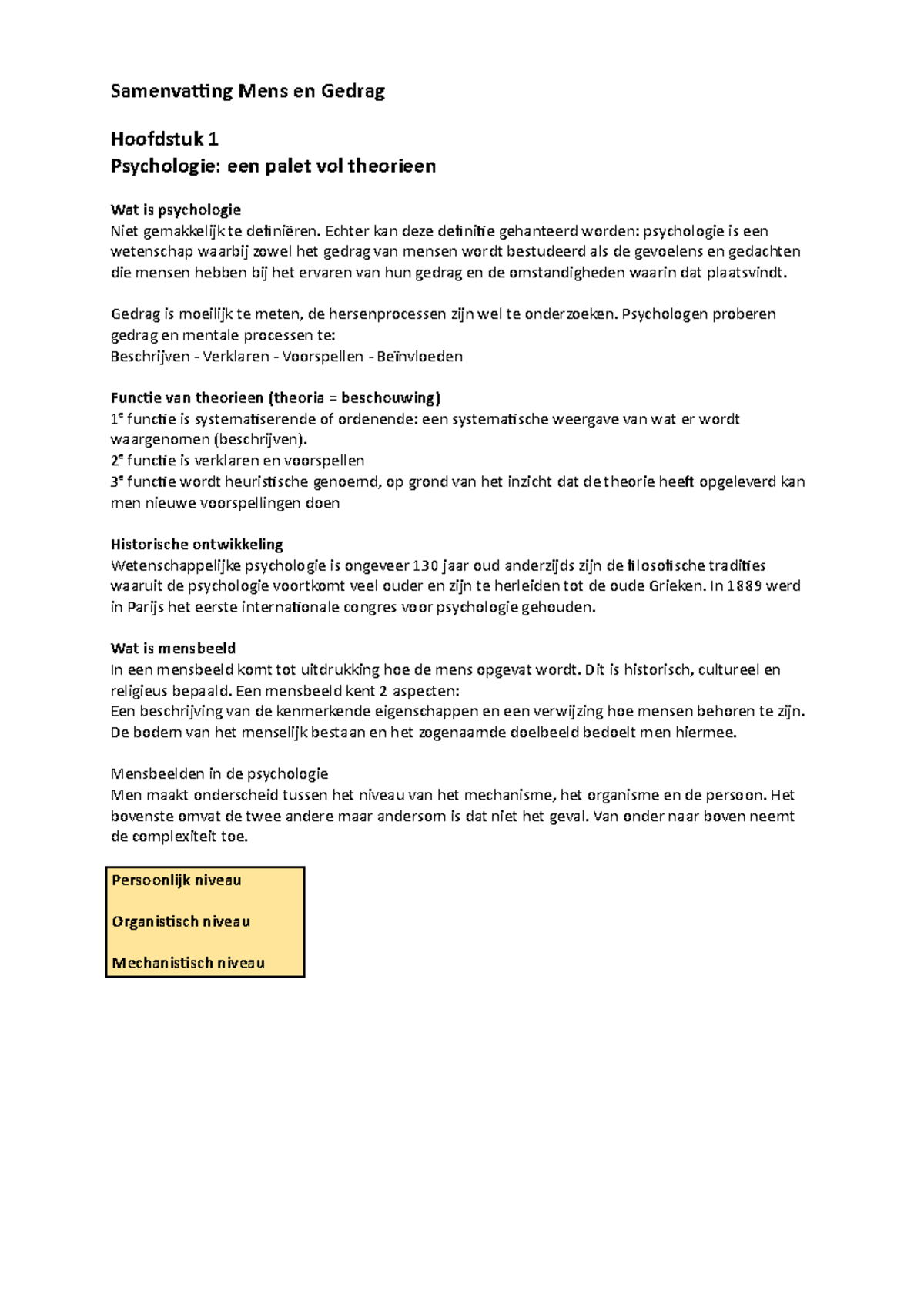 Samenvatting Mens En Gedrag Gedrag Is Moeilijk Te Meten De