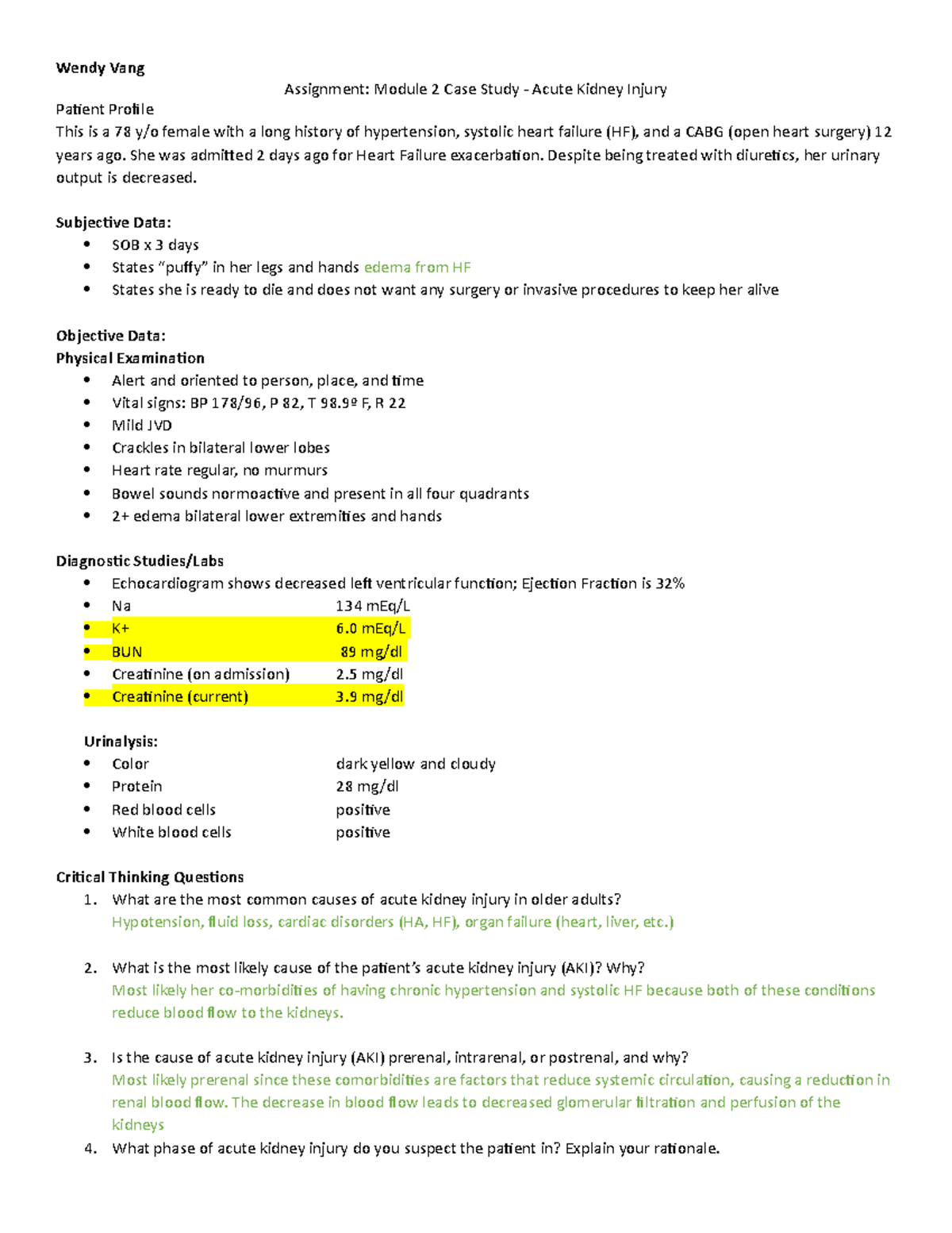 Acute Kidney Injury: Causes Diagnosis and Treatment - Studocu