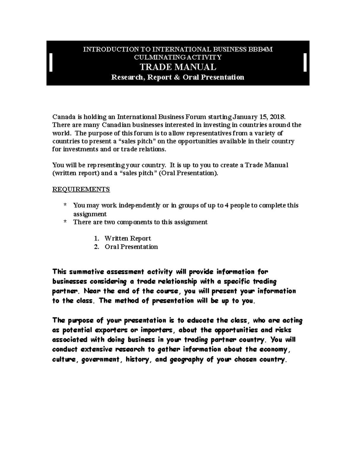 ISU Outline - Stuff. - INTRODUCTION TO INTERNATIONAL BUSINESS BBB4M ...