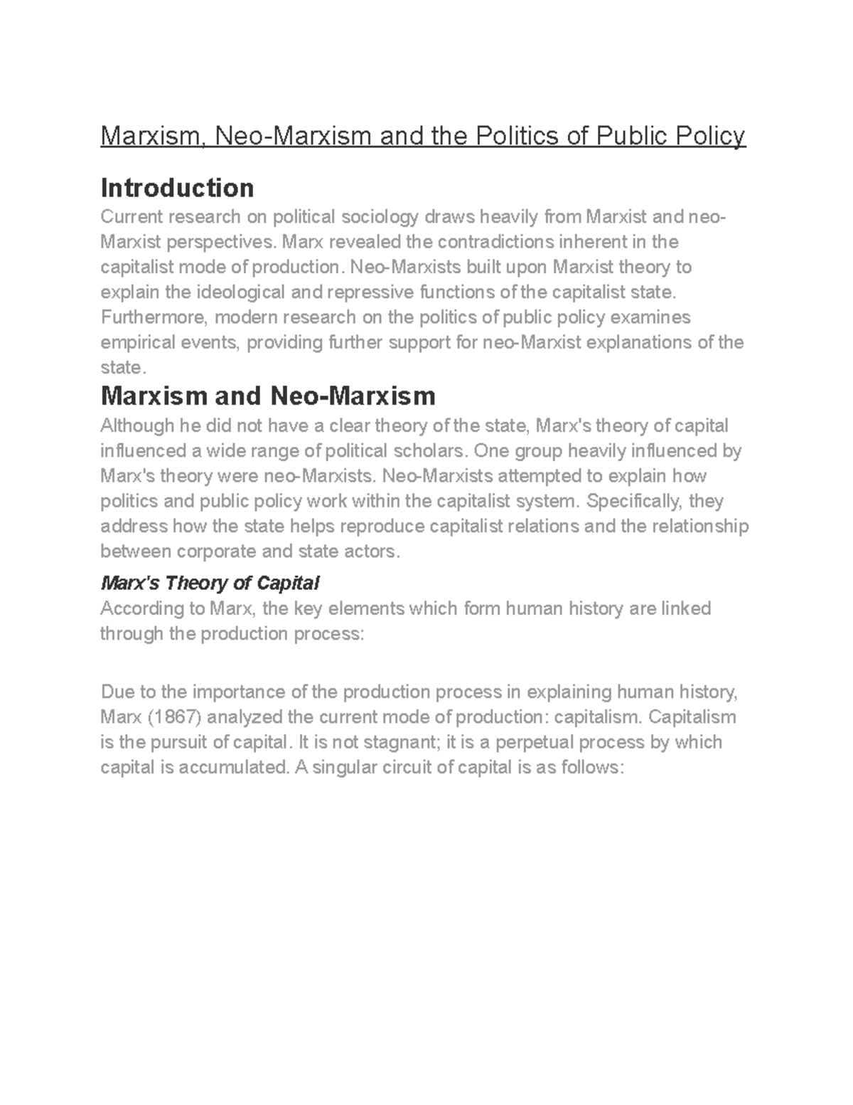 Marxist theory of Public Policy - Marxism, Neo-Marxism and the Politics ...