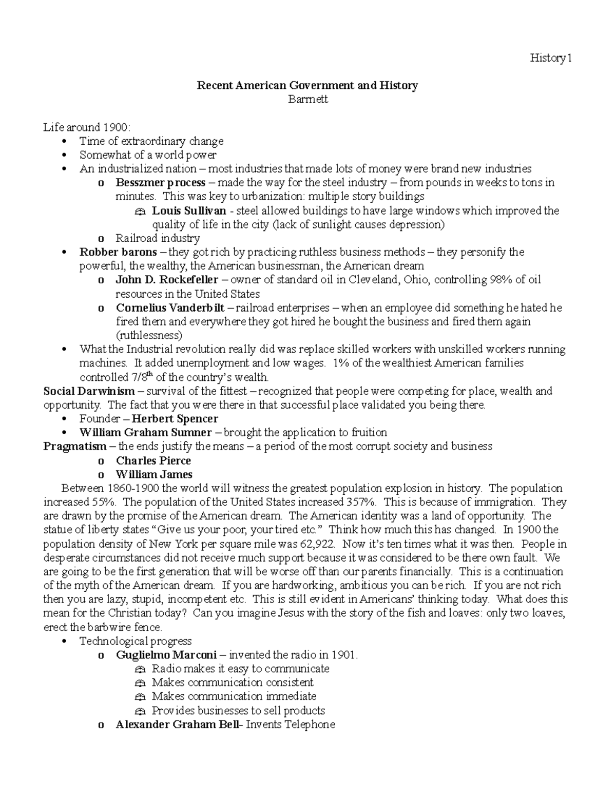History Notes - Recent American Government and History Barrnett Life ...