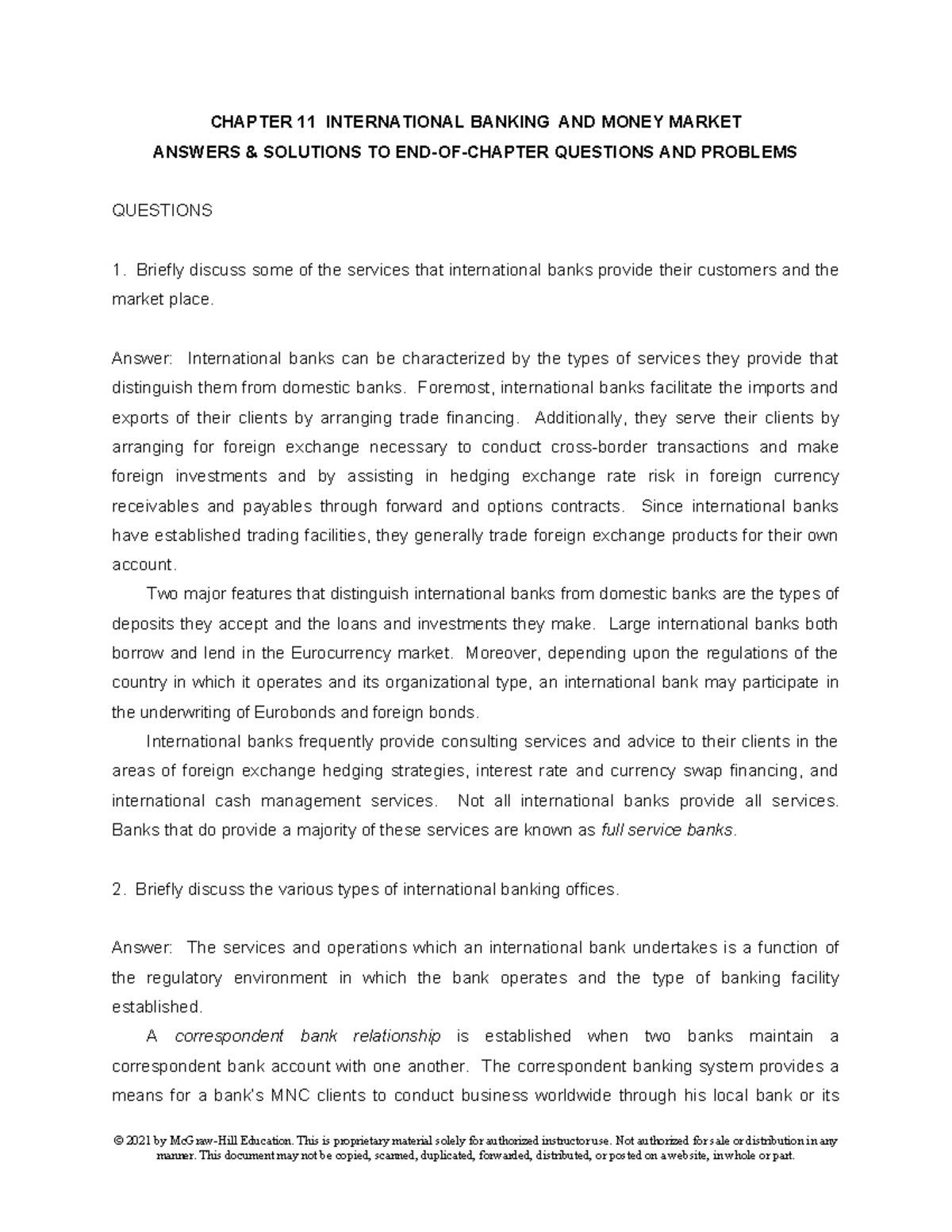 Eun International Financial Management 9e SM CH11 - CHAPTER 11 ...