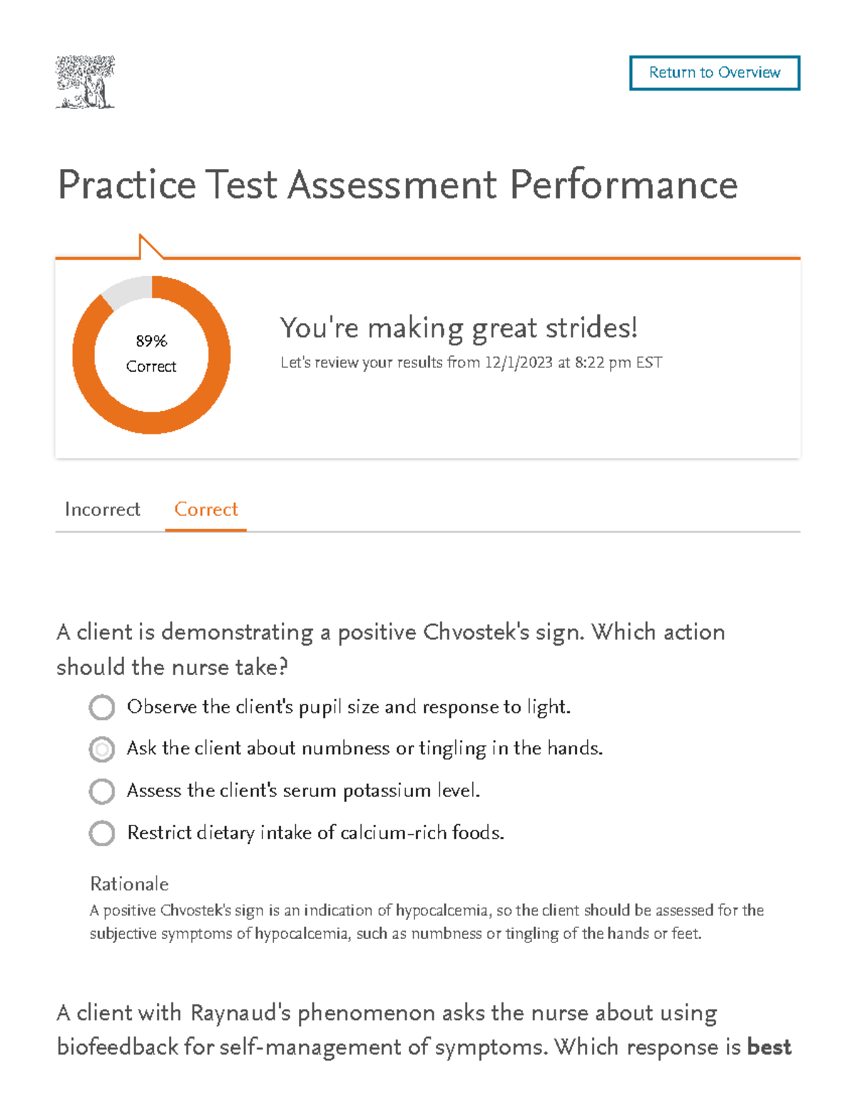 HESI Practice 2-1 - nnn - Practice Test Assessment Performance A client ...