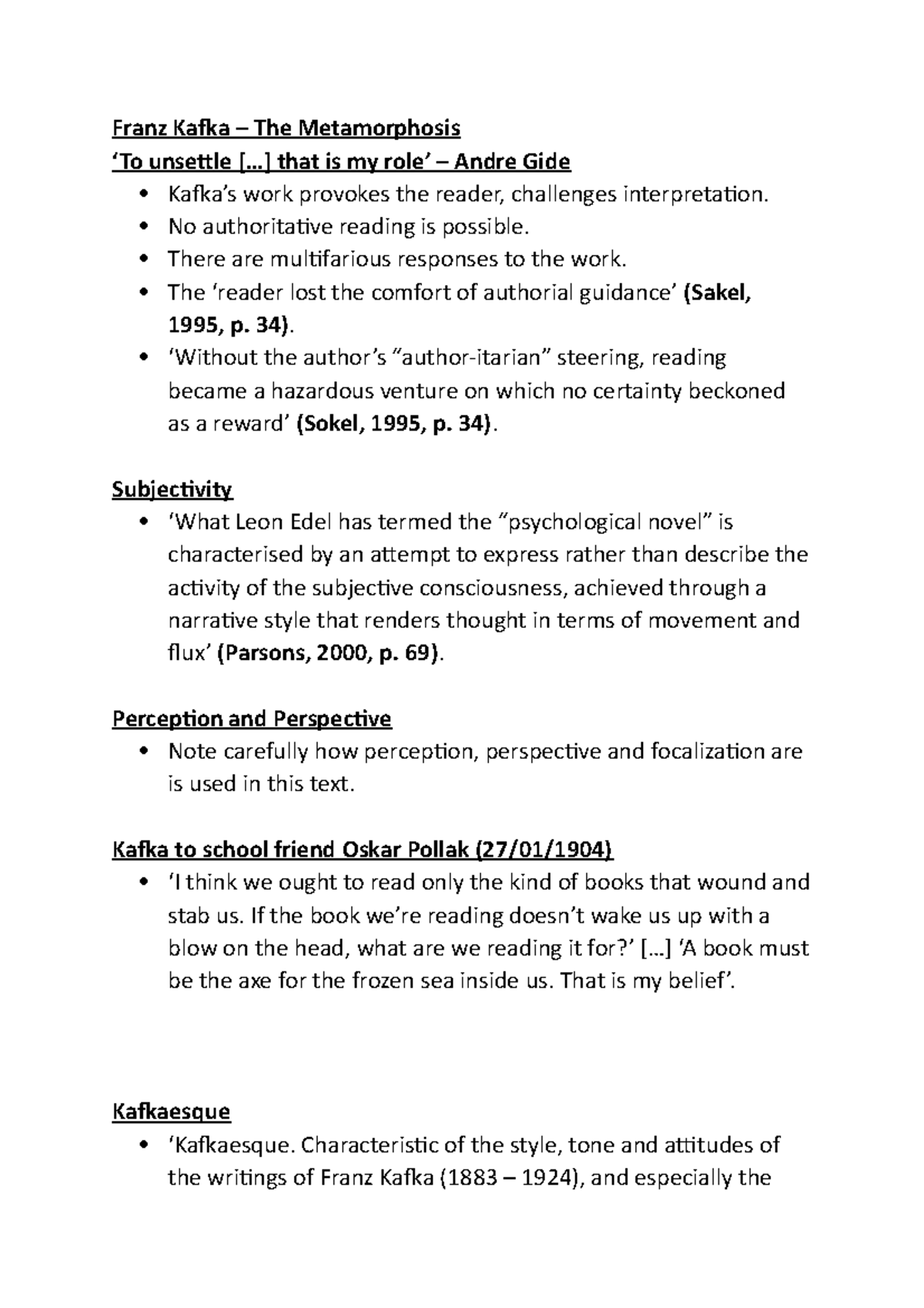 Franz Kafka - The Metamorphosis - Franz Kaka – The Metamorphosis ‘To ...