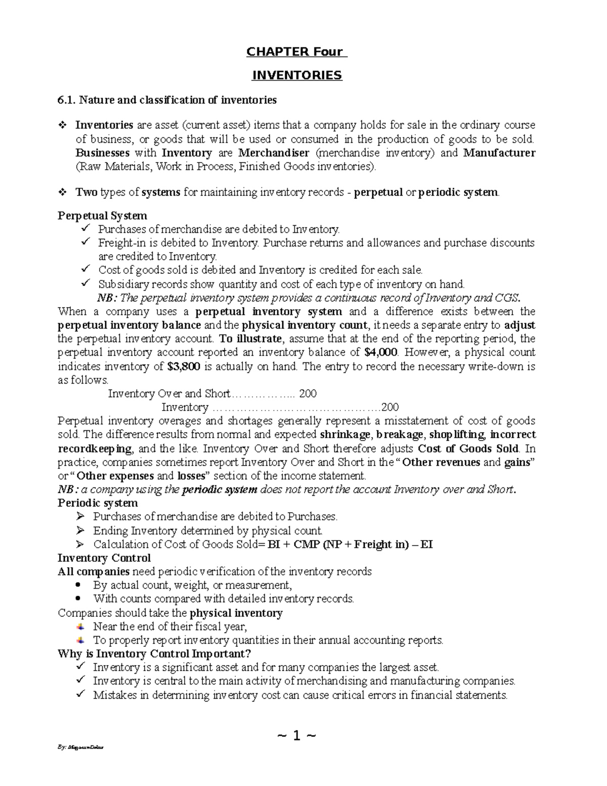 Chapter Four Inventory - CHAPTER Four INVENTORIES Nature and ...