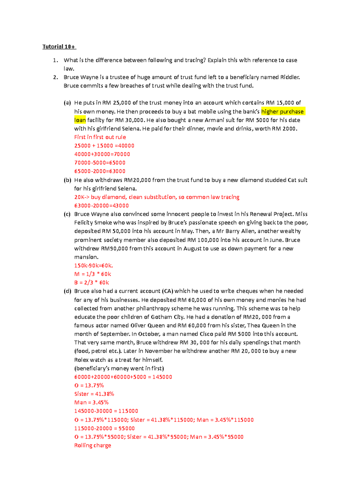 Tracing Tutorial - without answers - Tutorial 10+ 1. What is the difference between following ...