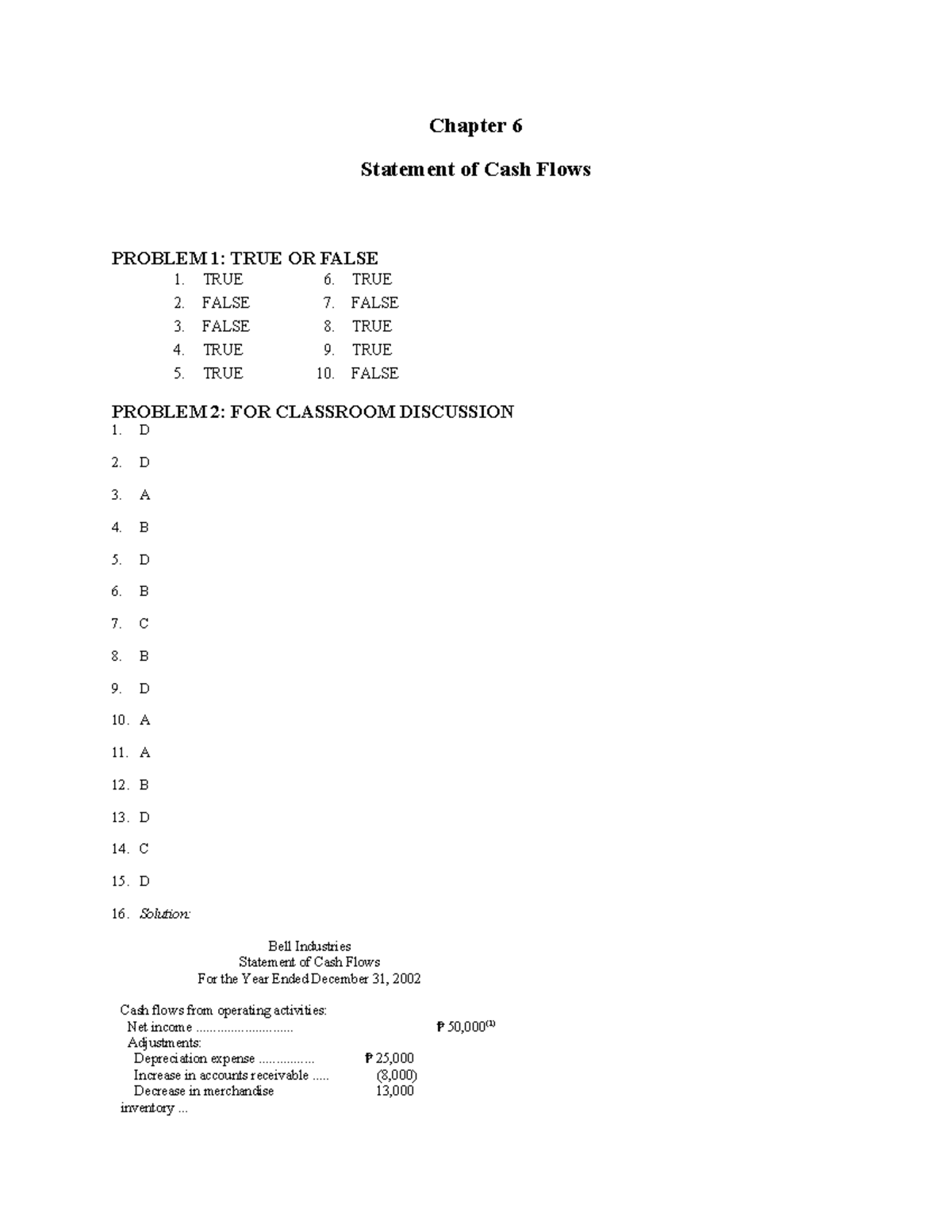 IA3 Chapter 6 Statement of Cash Flows - Chapter 6 Statement of Cash ...
