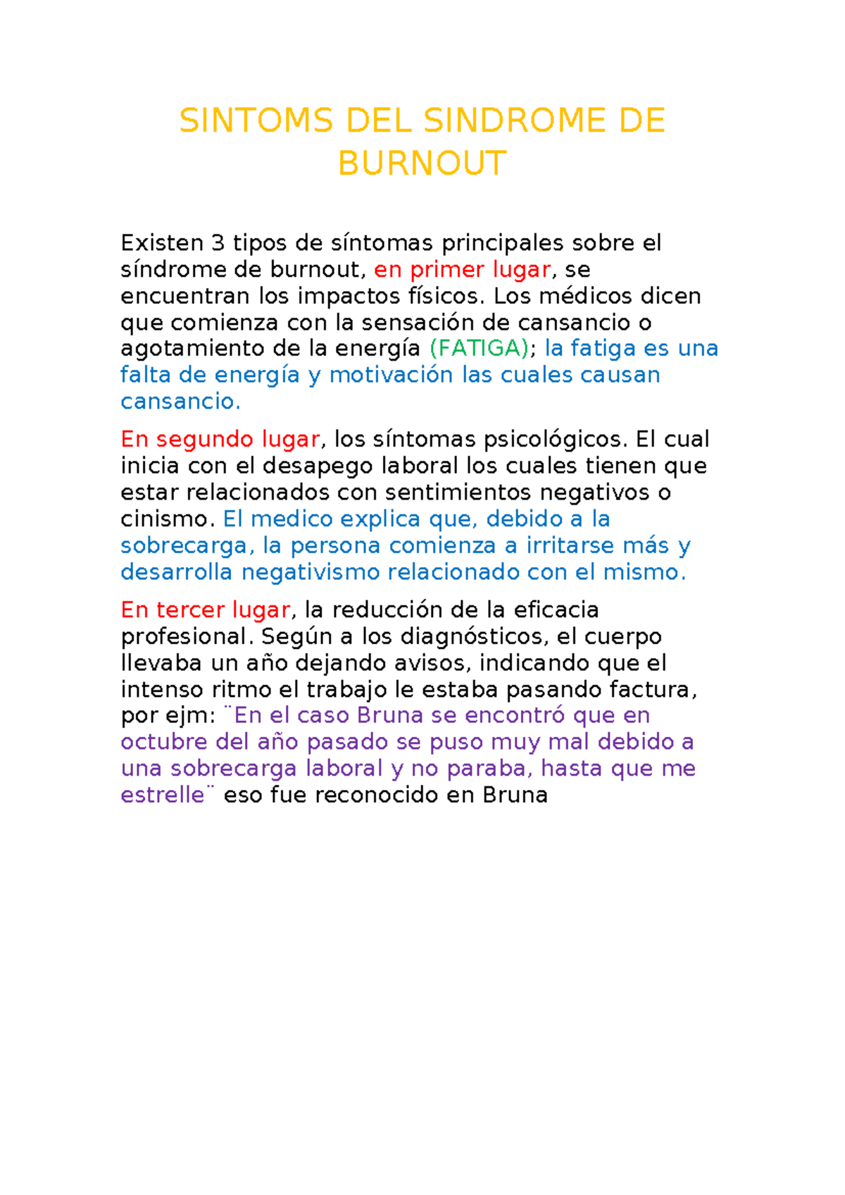 Sintoms DEL Sindrome DE Burnout - SINTOMS DEL SINDROME DE BURNOUT ...