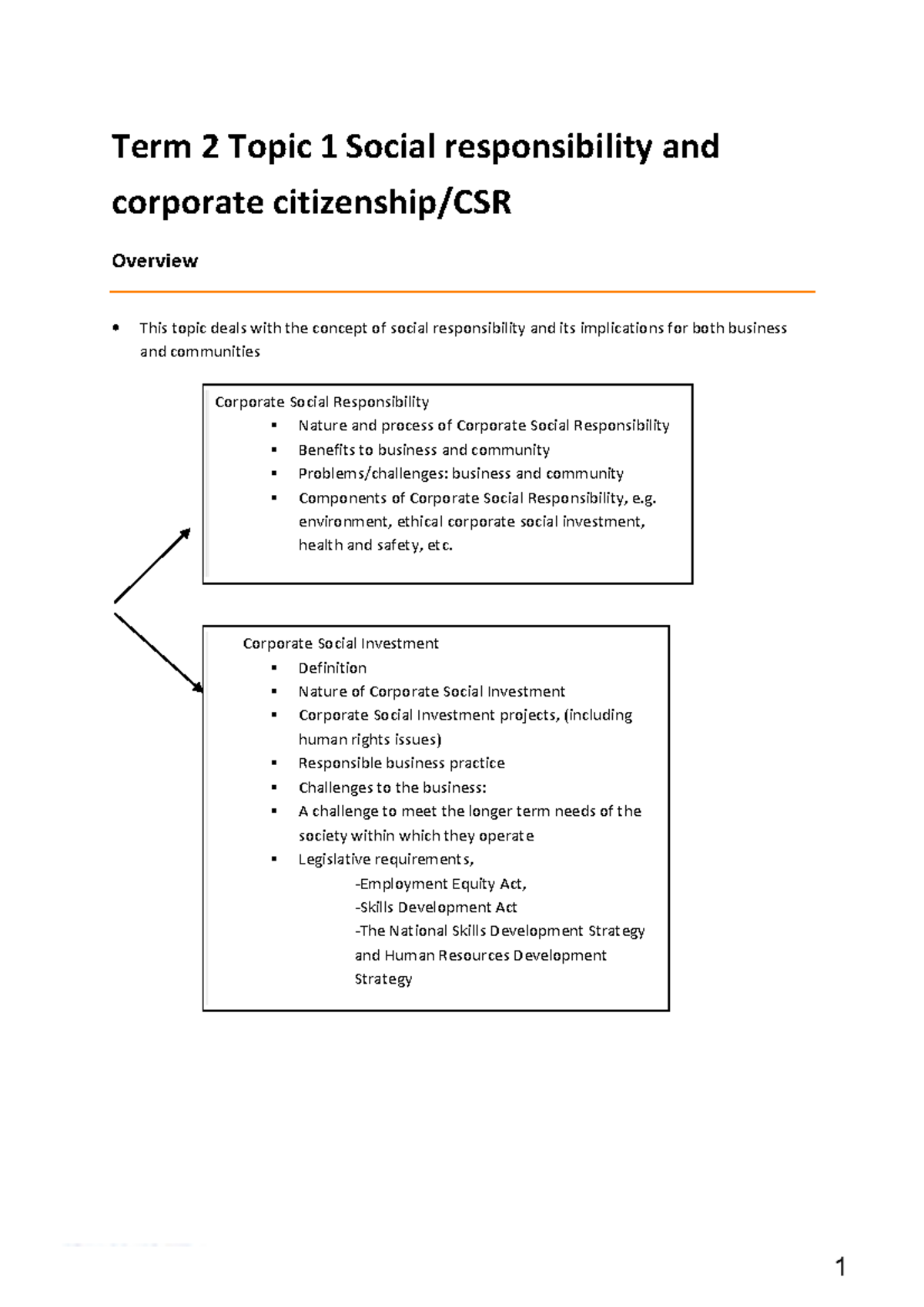 Social responsibility and corporate citizenship(CSR) - Term 2 Topic 1 ...