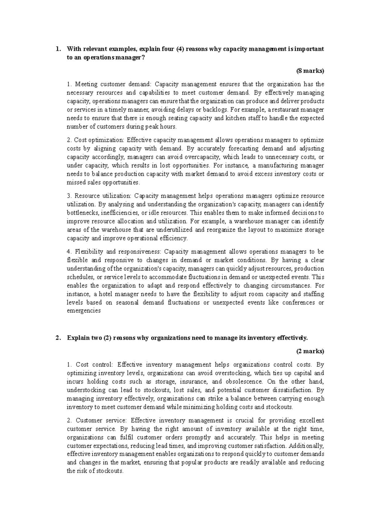 OPM530 MOCK TEST - With relevant examples, explain four (4) reasons why ...