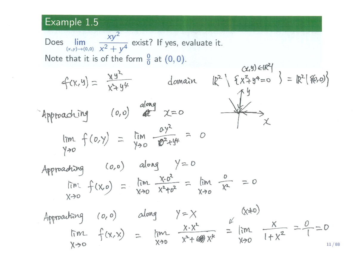 Lecture 2 vector calculus - Example 1 xy2 Does lim exist? If yes ...