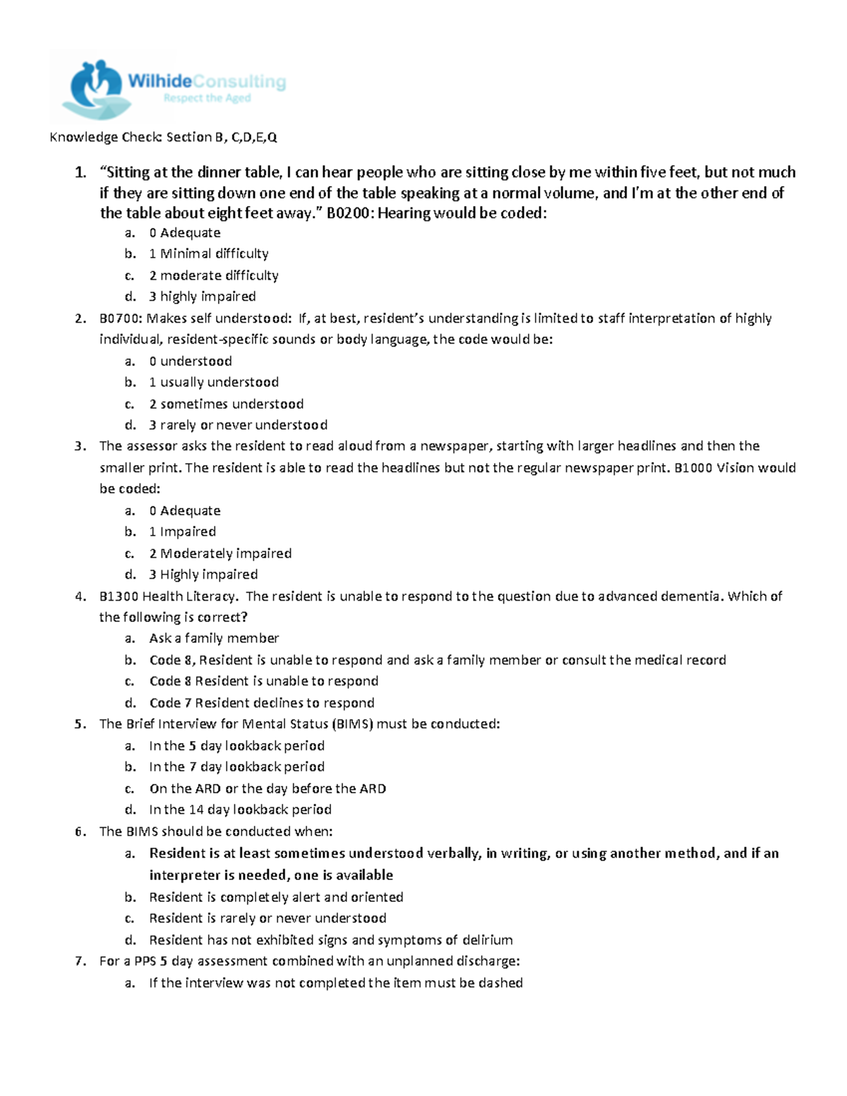 Knowledge Check Bcdeq 2024 - Knowledge Check: Section B, C,D,E,Q 1 ...