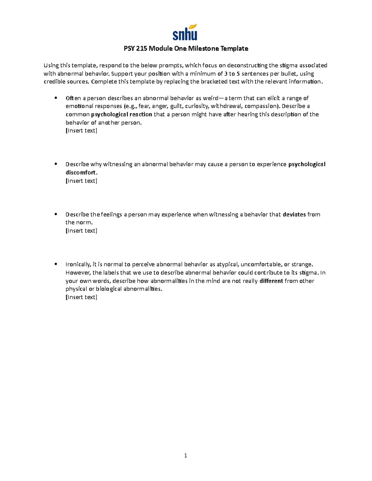 1-2 Module One Milestone template - PSY 215 Module One Milestone ...