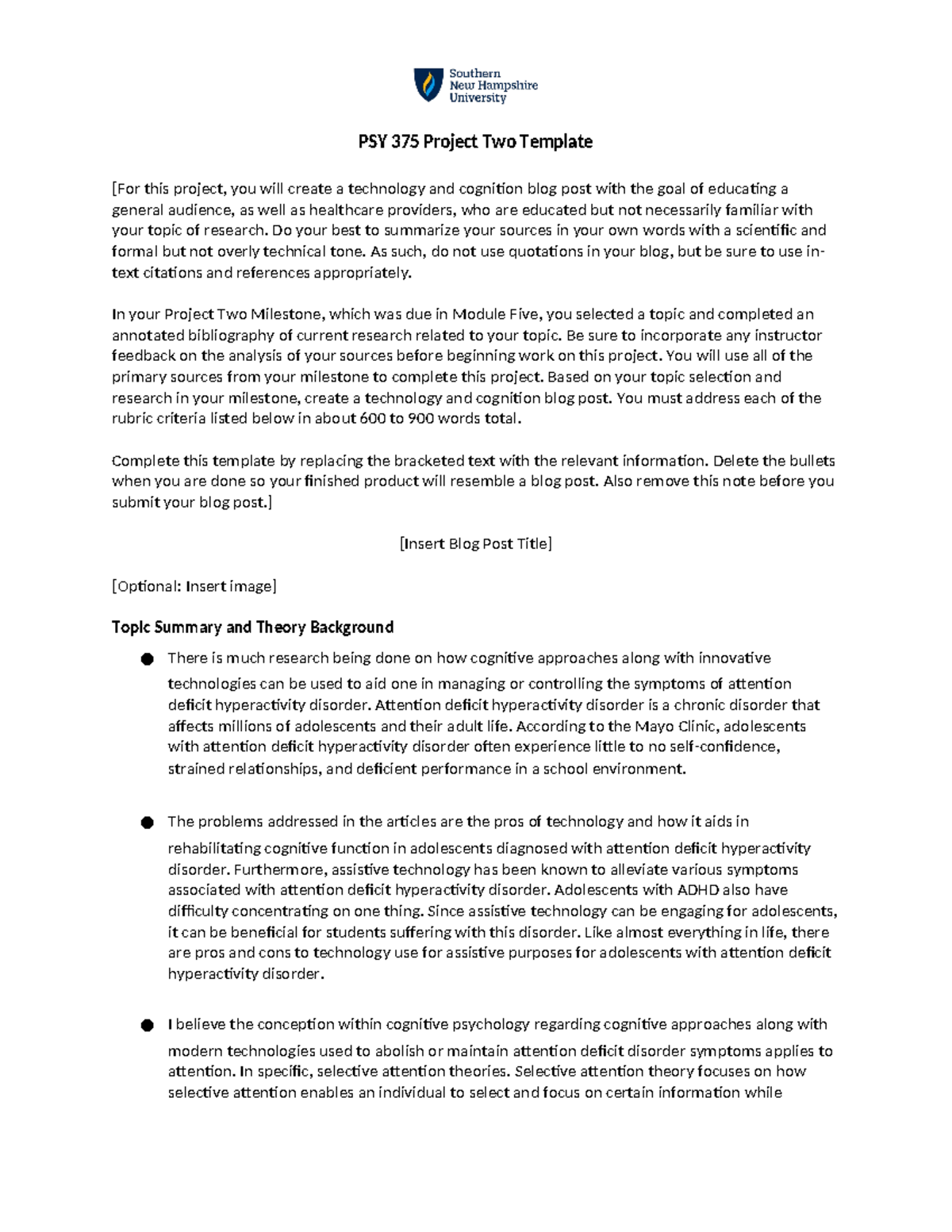 PSY 375 Project Two Template - PSY 375 Project Two Template [For this ...