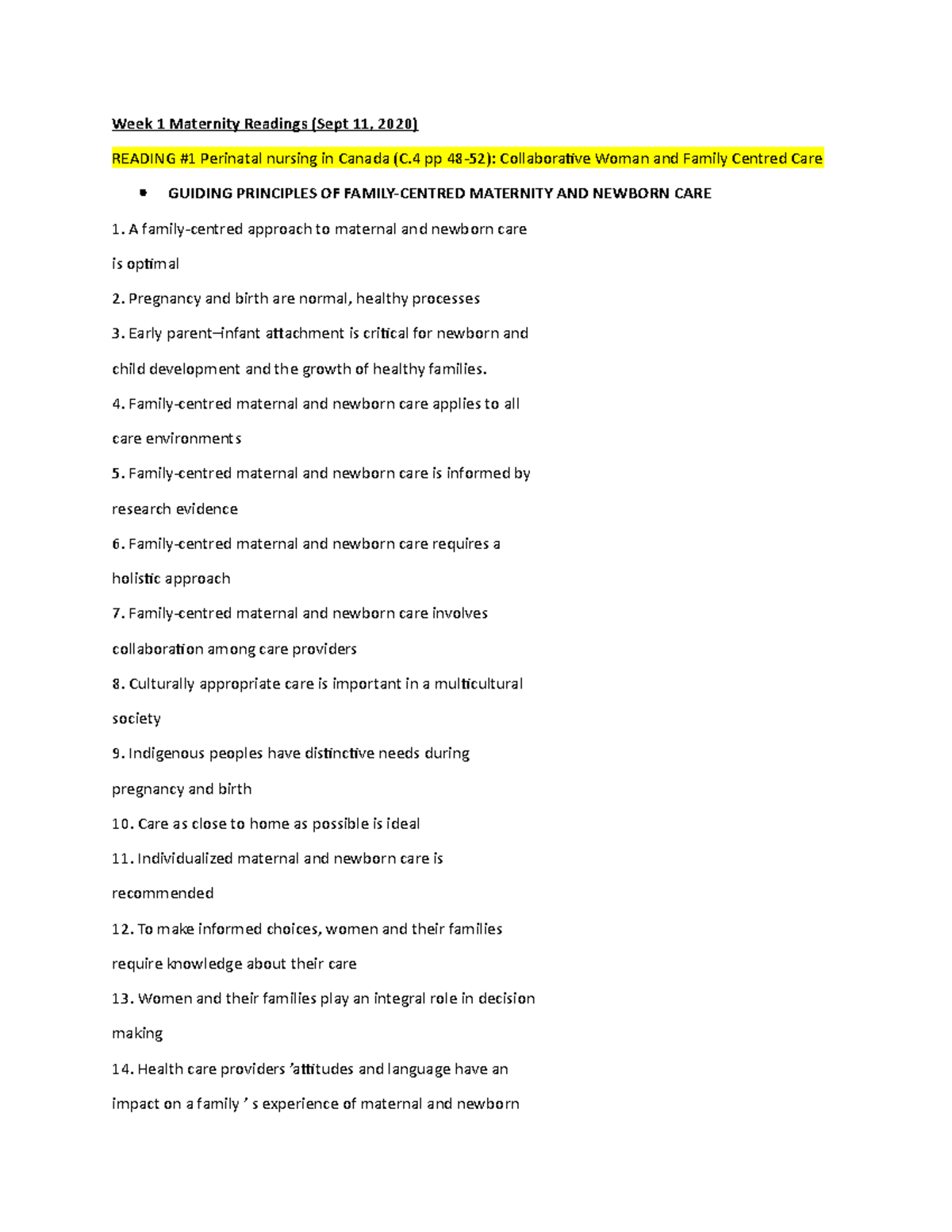 Maternity-Readings-1 - Week 1 Maternity Readings (Sept 11, 2020 ...