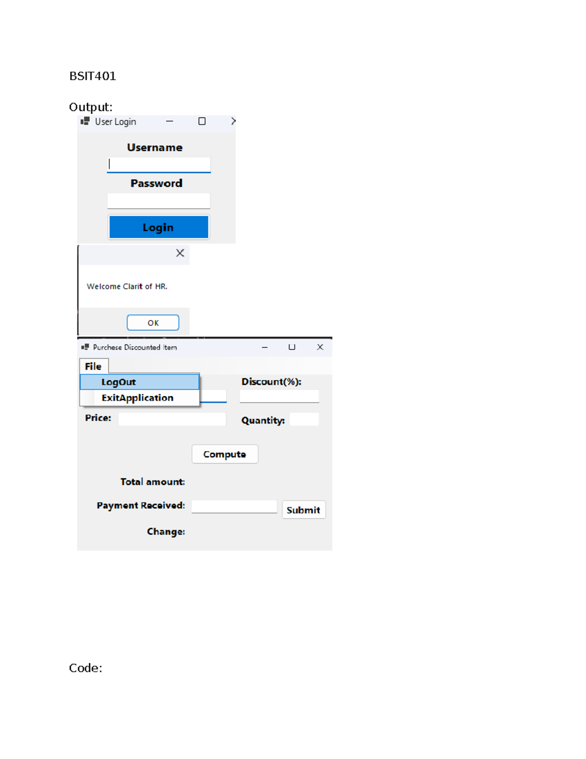 Clarit Hand2 - BSIT Output: Code: using System; using System.Collections; using System; using ...