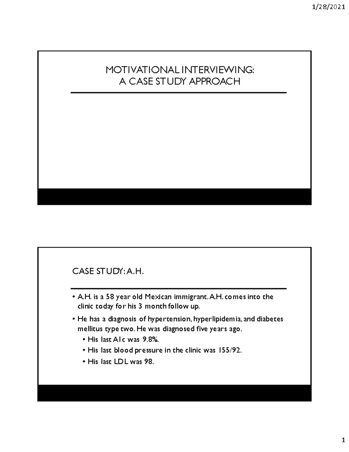 Motivational Interviewing case study scenarios - MOTIVATIONAL ...