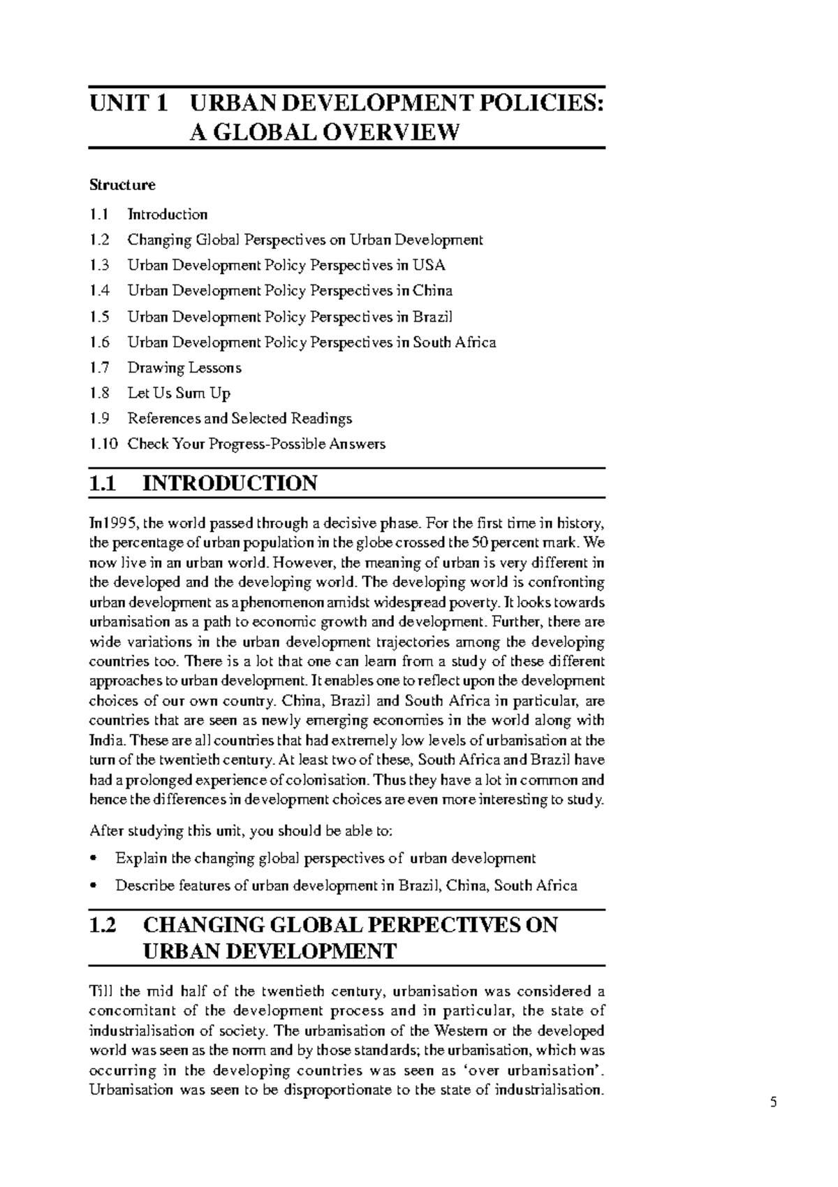 Unit-1-1 - lecture notes - Urban Development UNIT 1 URBAN DEVELOPMENT ...