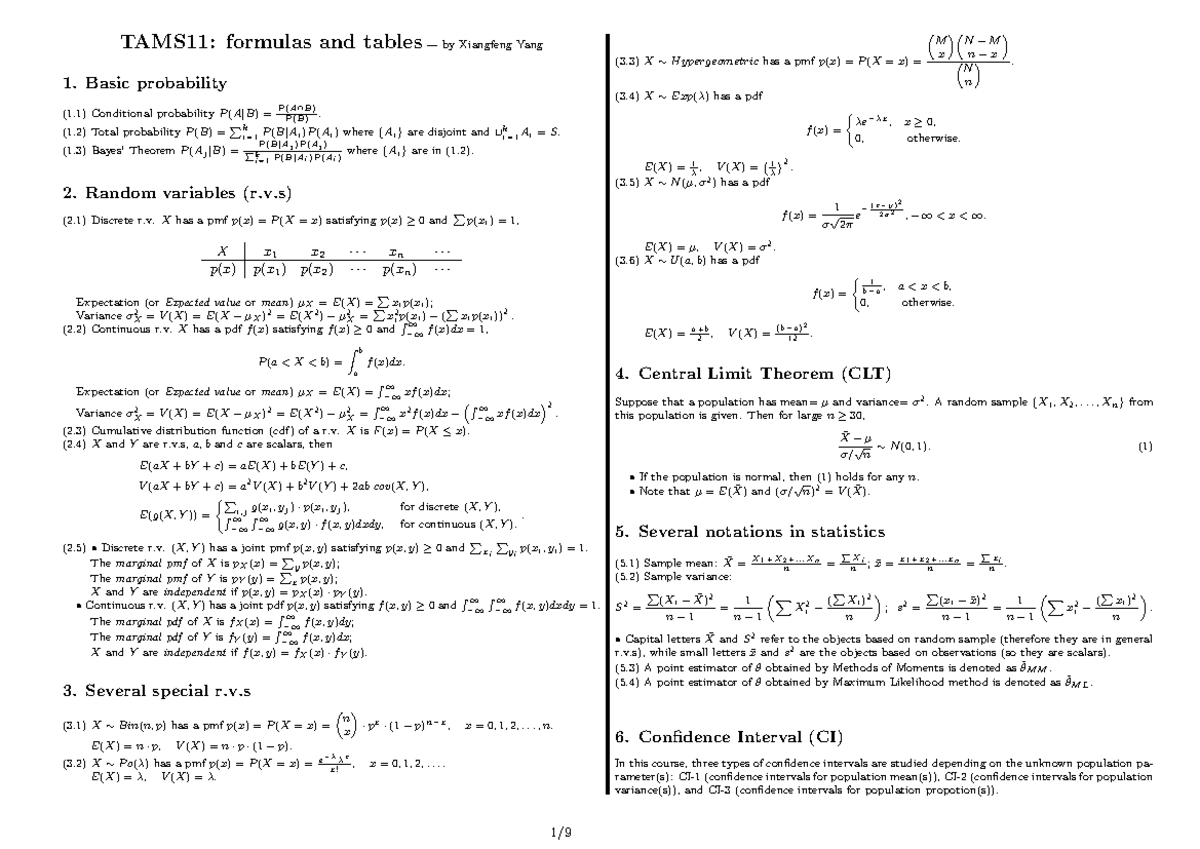 TAMS11-formulas-tables - TAMS11: formulas and tables — by Xiangfeng ...