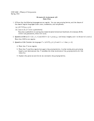 Hw1-q - Homework assignment 1 - CISC 4090 —Theory of Computation Spring ...