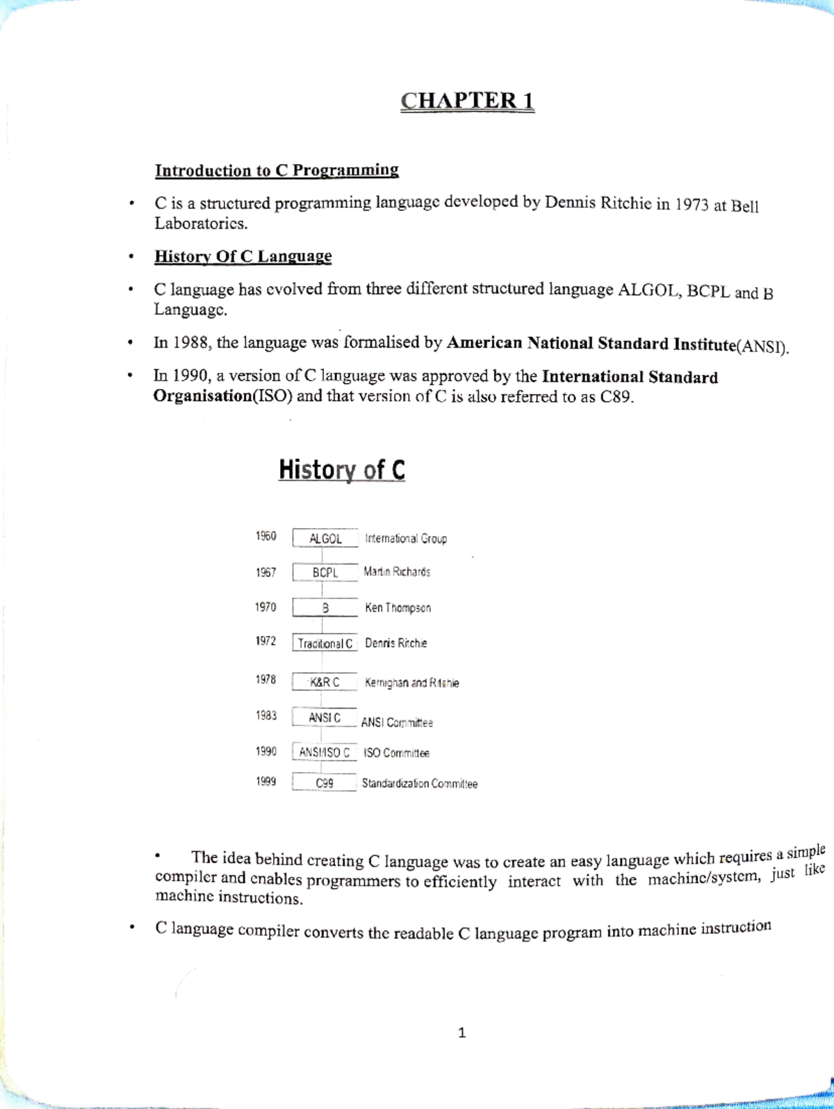 Adobe Scan 16-Jun-2024 - CHAPTER 1 Introduction to C Programming C is a structured programming ...