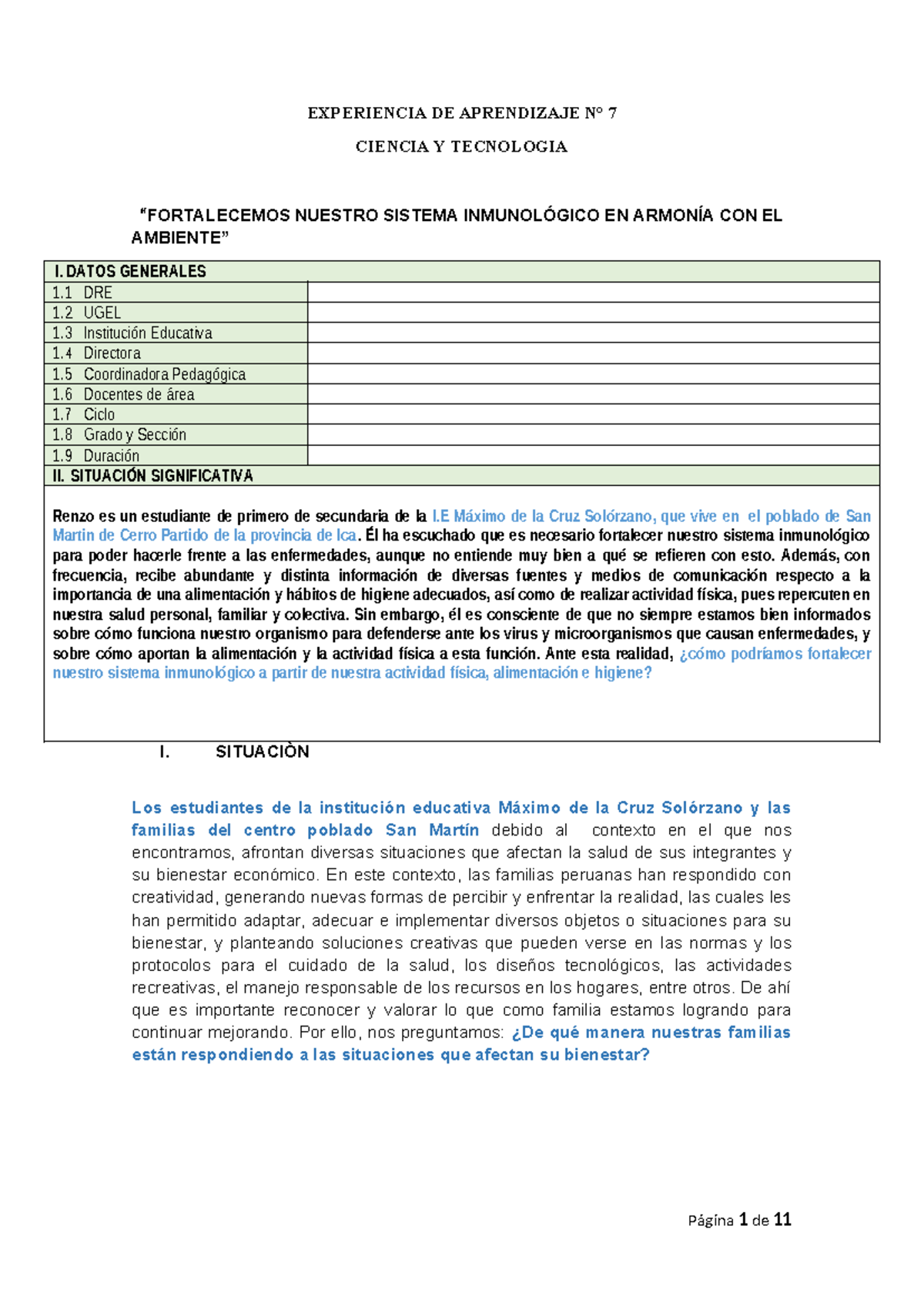 Experiencia DE Aprendizaje N° 07 - CYT 1° y 2° Secundaria - EXPERIENCIA DE APRENDIZAJE N° 7 ...