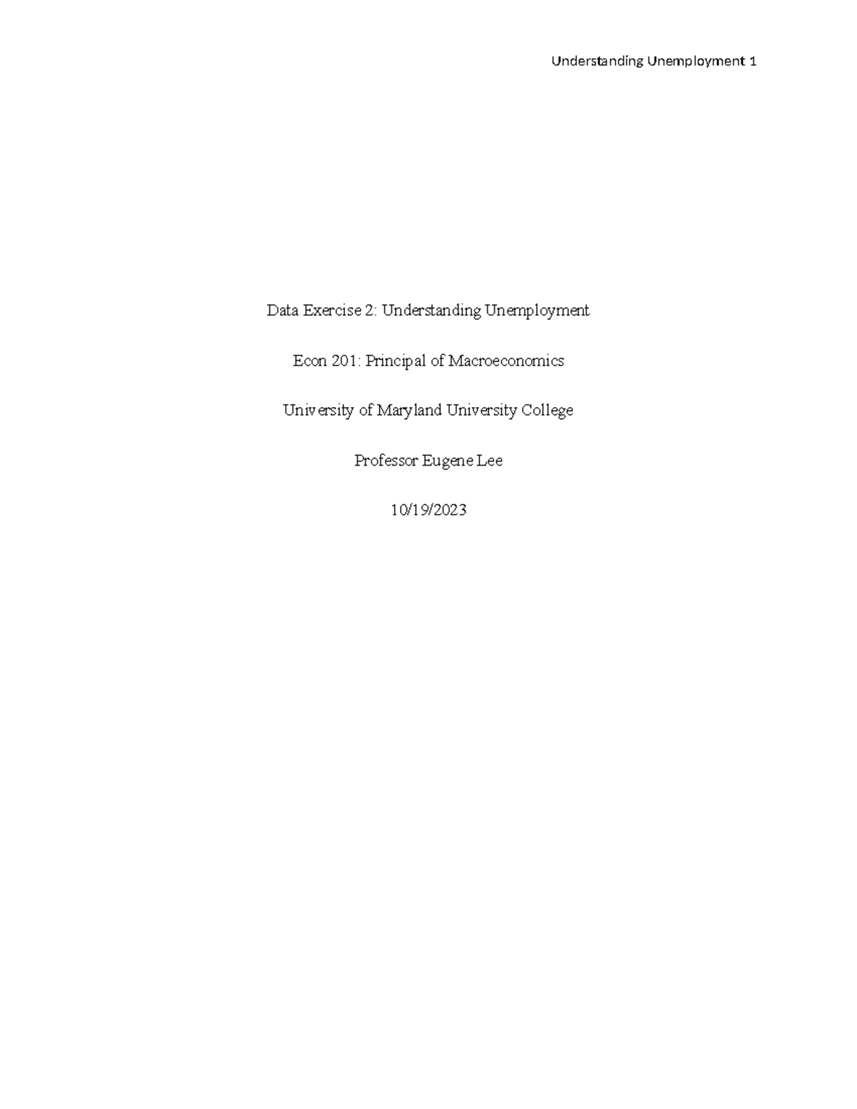 Data Exercise 2 - Summary Principles of Macroeconomics - Data Exercise 2: Understanding ...