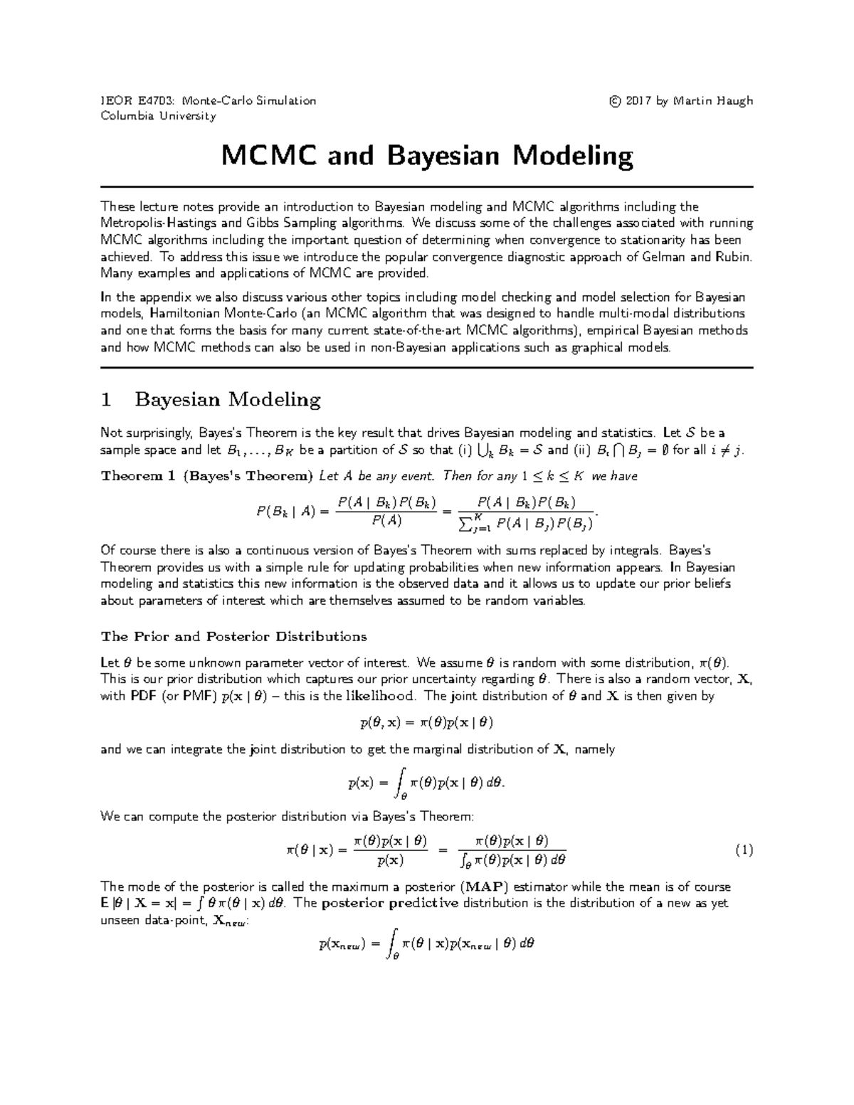 MCMC Bayes - lol - IEOR E4703: Monte-Carlo Simulation ©c2017 by Martin Haugh Columbia University ...