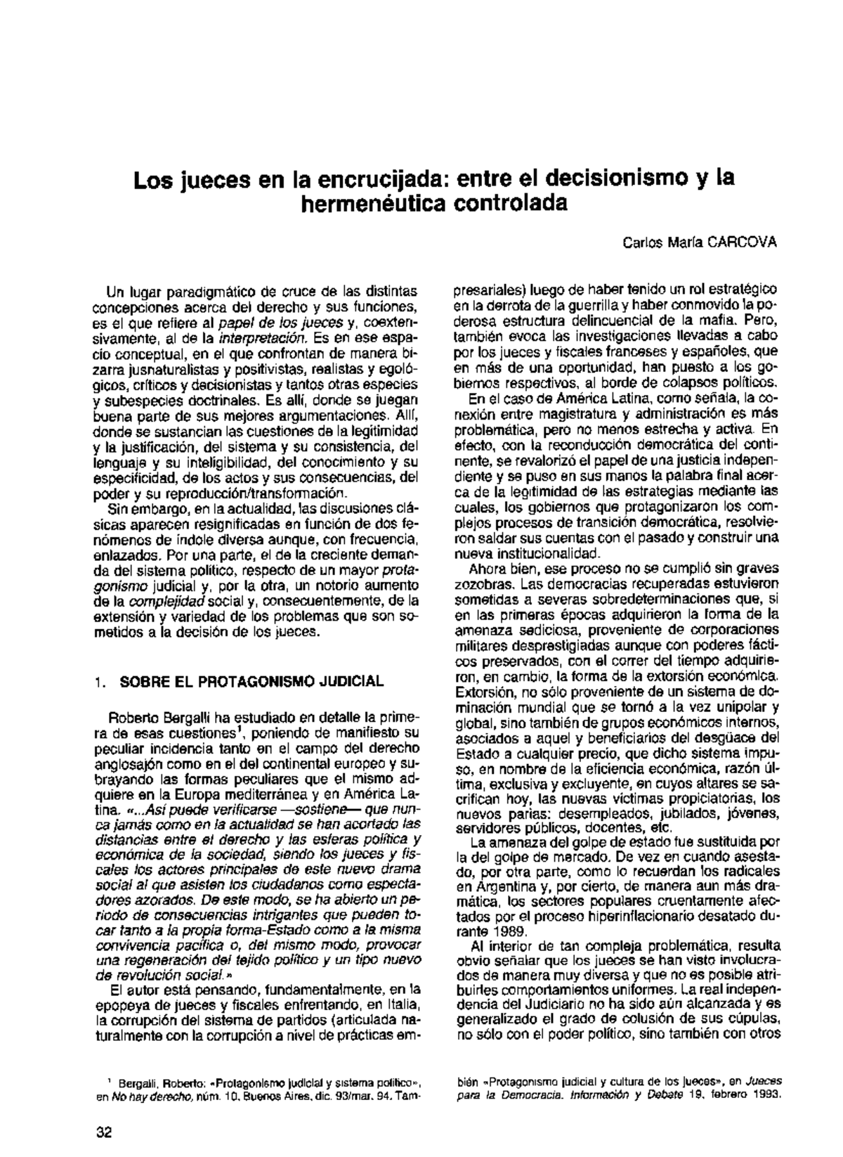 Los Jueces En La Encrucijada. Carlos Cárcova - Los jueces en la ...