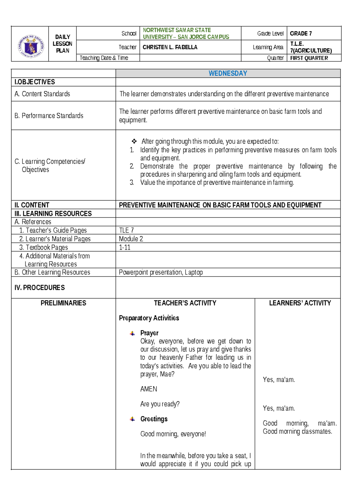 Detailed- Lesson-PLAN final - DAILY LESSON PLAN School NORTHWEST SAMAR ...