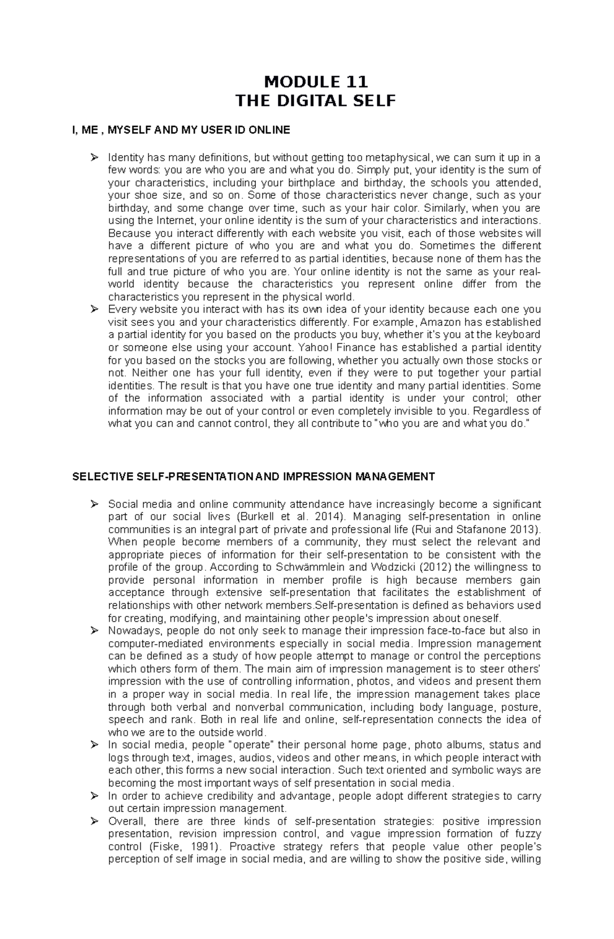 UTS Module 11 Digital SELF - MODULE 11 THE DIGITAL SELF I, ME , MYSELF ...